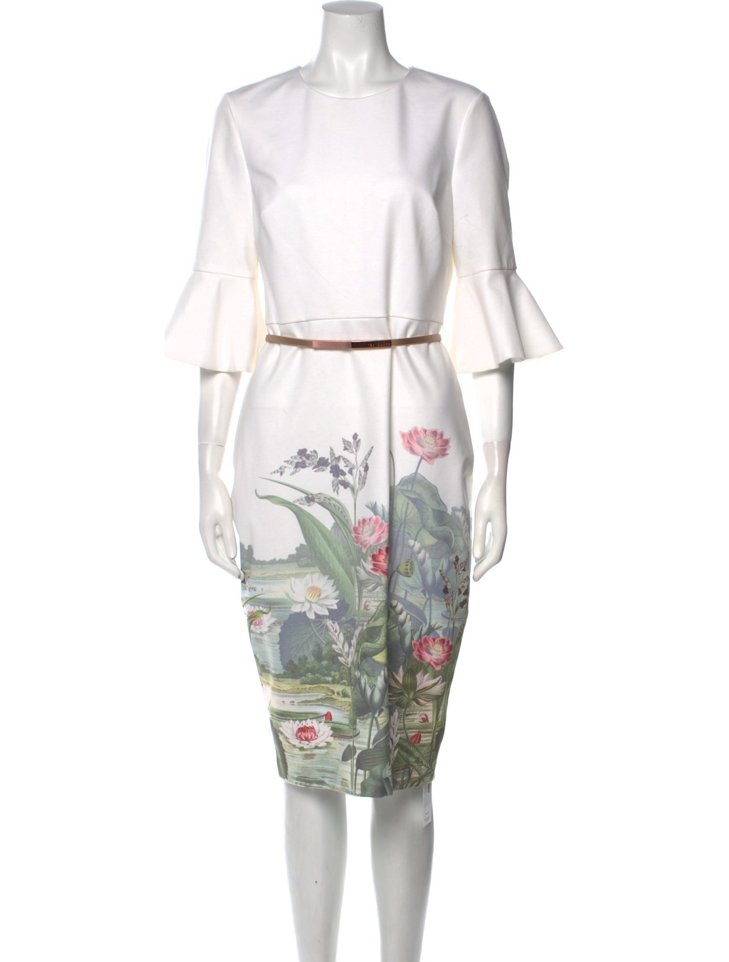 Ted Baker Floral Print Knee-Length Dress - White Dresses, Clothing ...