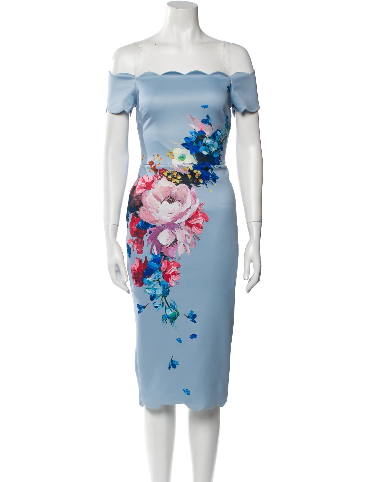 Ted Baker Floral Print Midi Length Dress - Blue Dresses, Clothing ...
