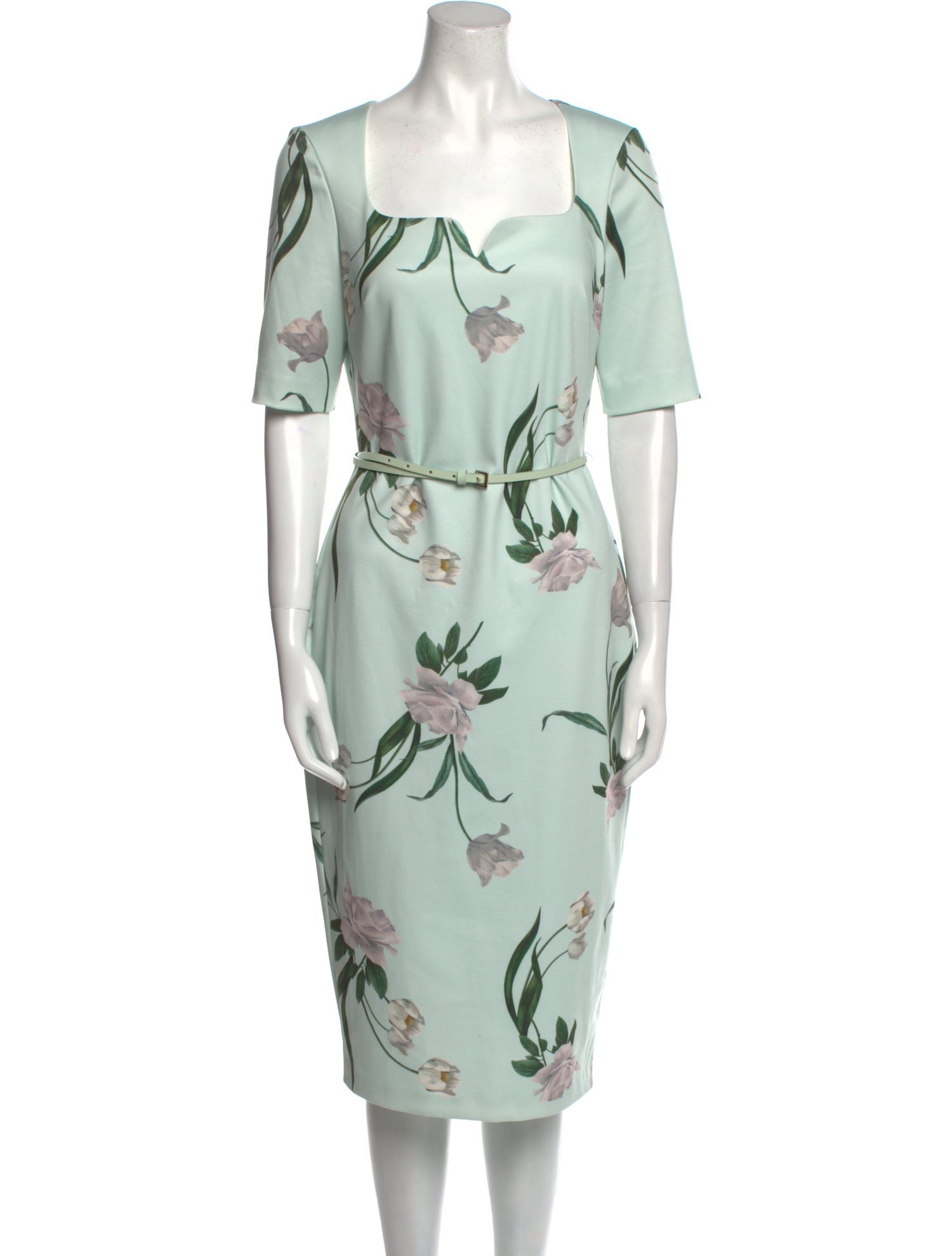Ted Baker Floral Print Midi Length Dress - Green Dresses, Clothing ...