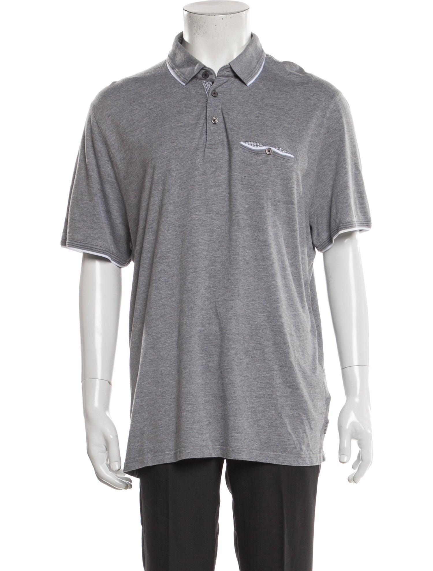 Ted Baker Crew Neck Short Sleeve Polo Shirt - Grey Polos, Clothing ...