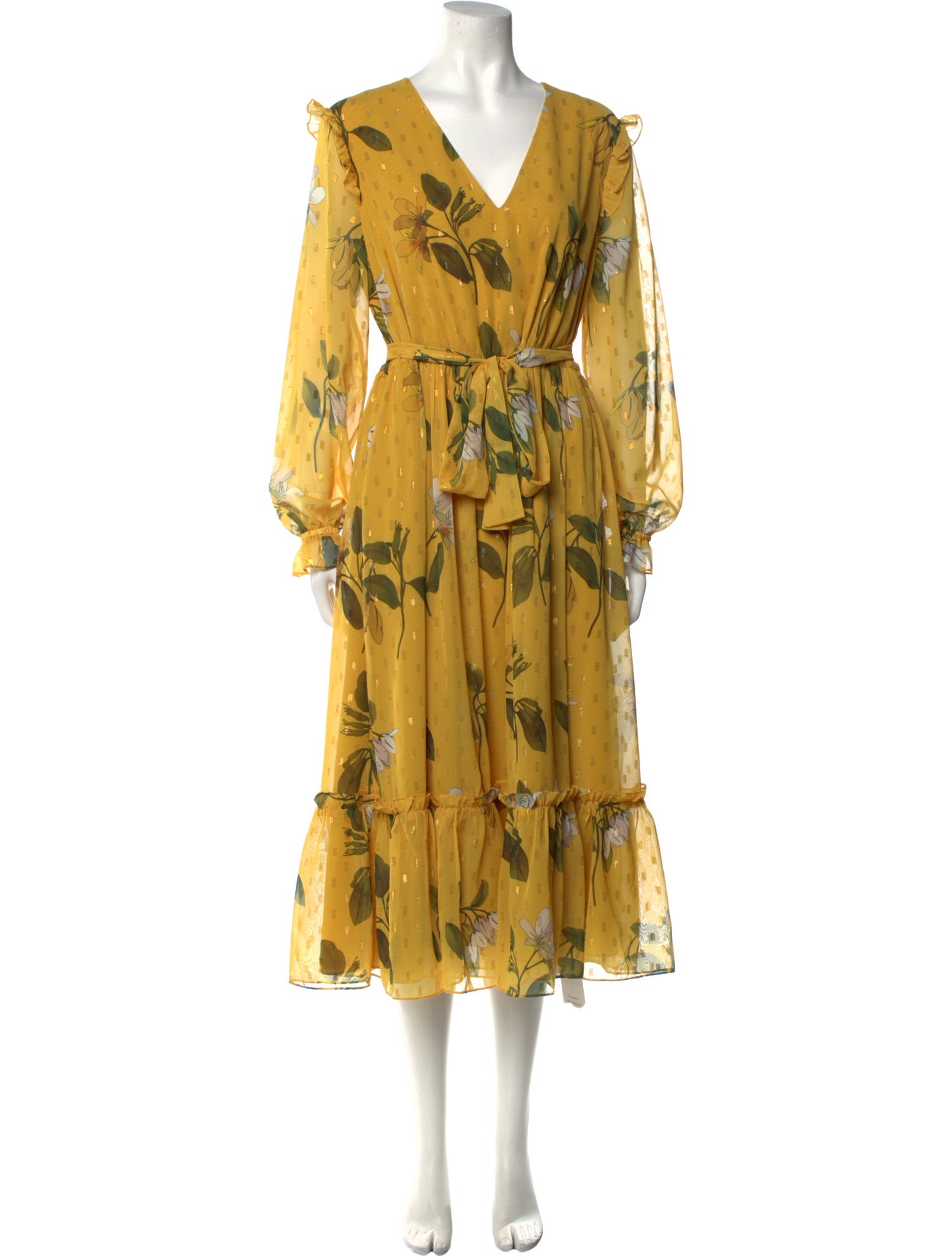 Ted Baker Floral Print Midi Length Dress Metallic Dresses Clothing W3b83809 The Realreal