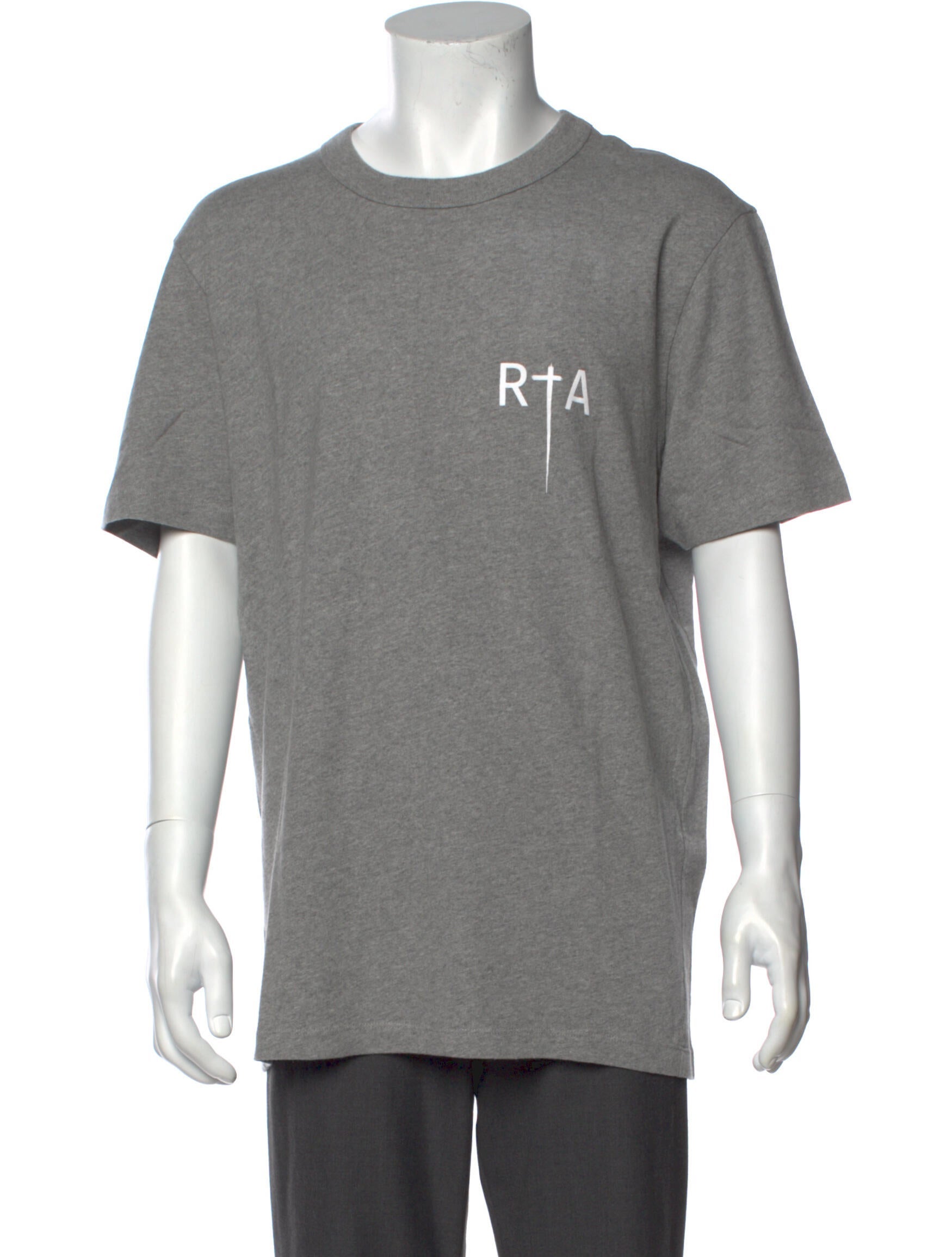 RtA Denim Graphic Print Crew Neck T-Shirt - Grey T-Shirts, Clothing ...