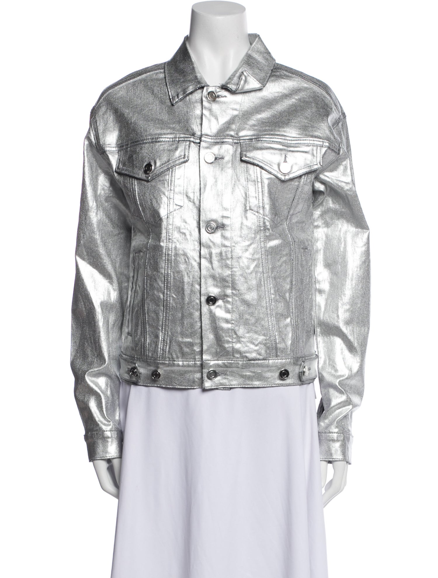 RtA Printed Denim Jacket w/ Tags - Silver Jackets, Clothing - W3Z45400 ...
