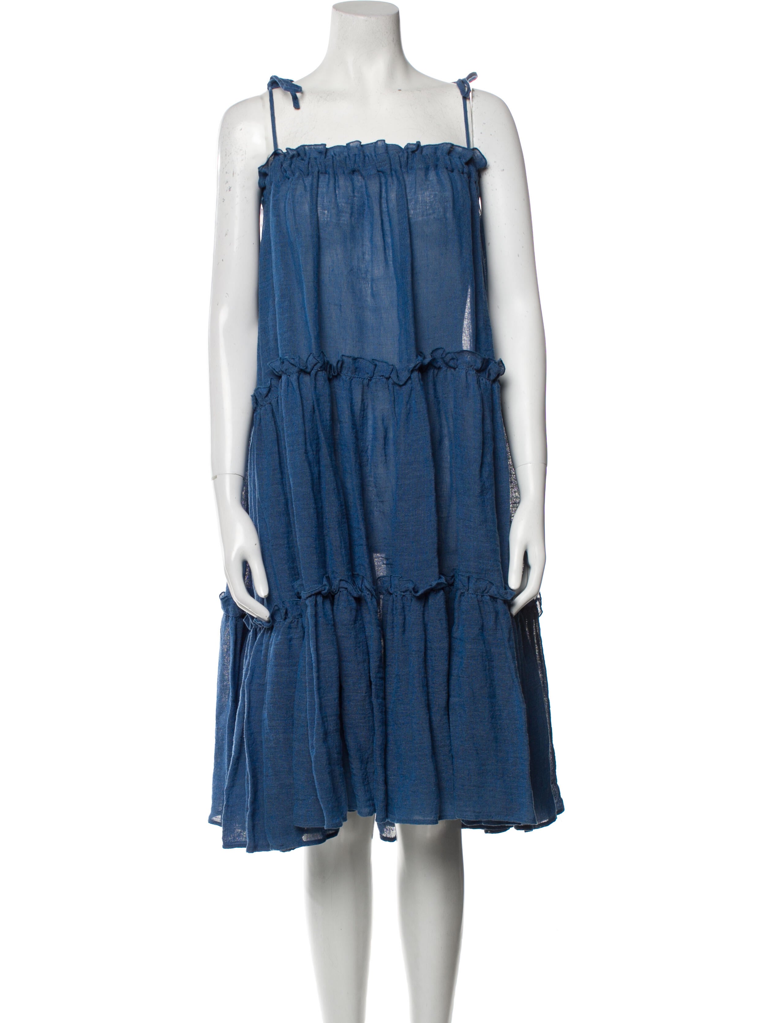 Lisa Marie Fernandez Square Neckline Midi Length Dress - Blue Dresses ...