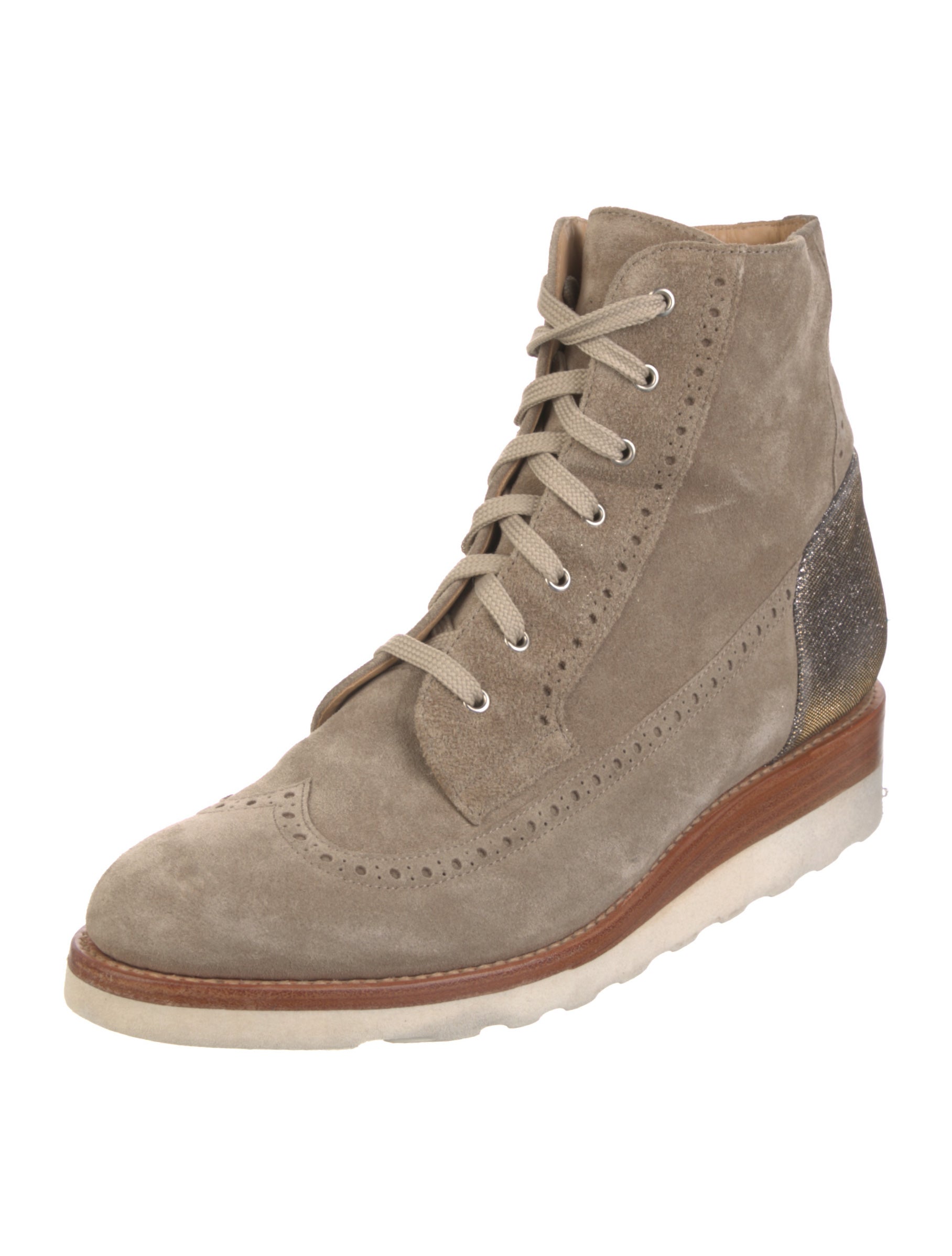 The Office of Angela Scott Suede Glitter Accents Lace-Up Boots ...