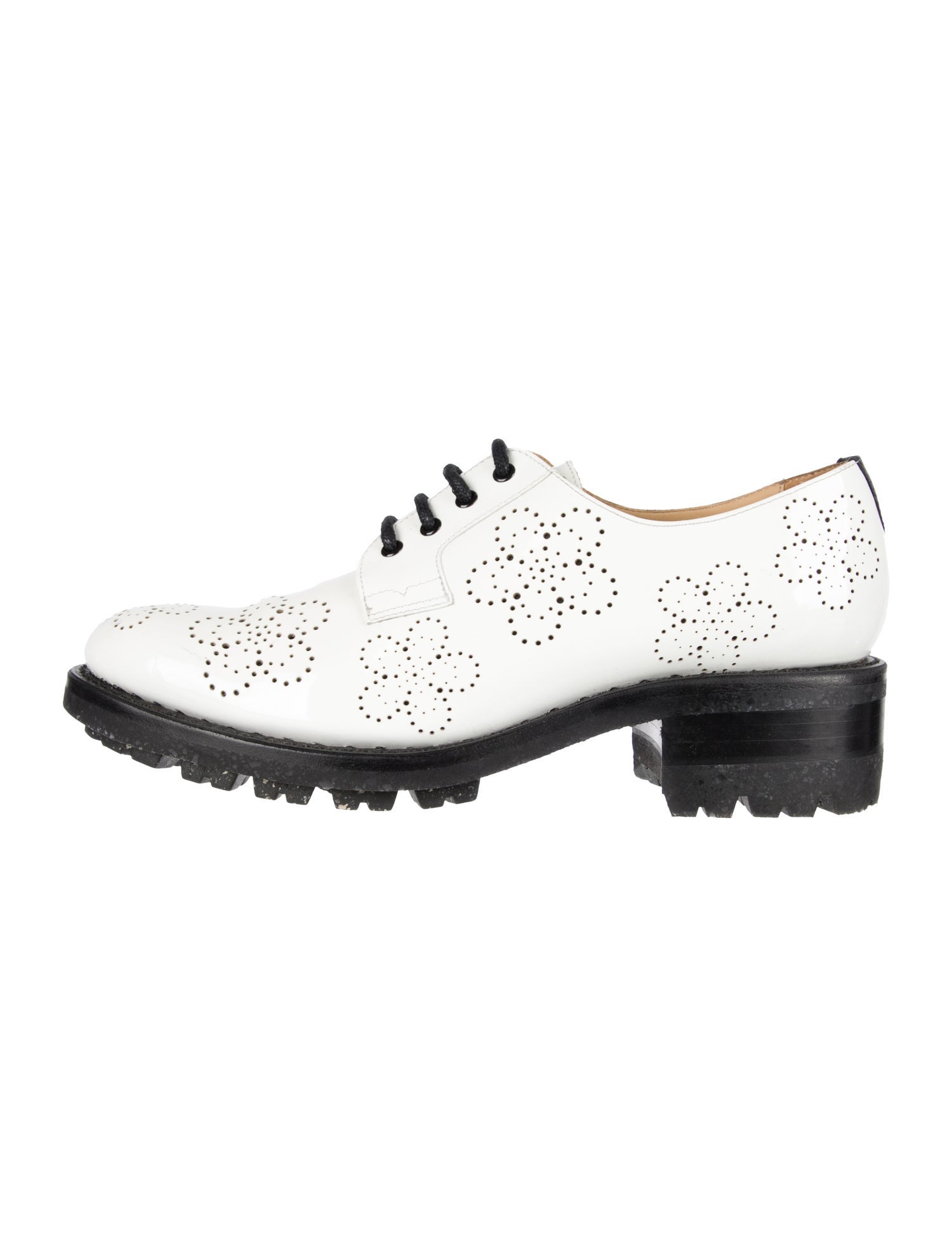 The Office of Angela Scott Patent Leather Lasercut Accents Oxfords ...