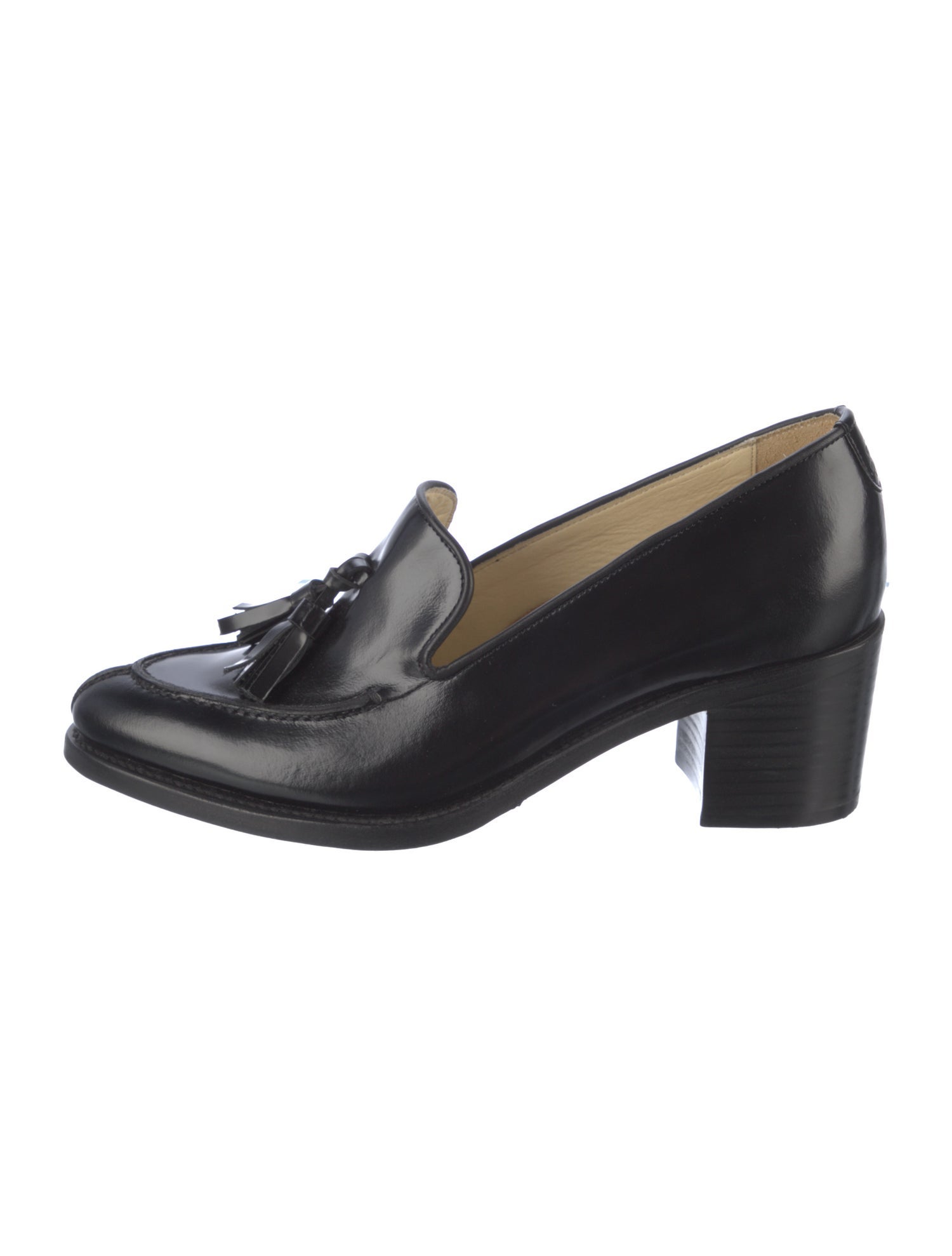 The Office of Angela Scott Leather Tassel Accents Pumps - Black Pumps ...