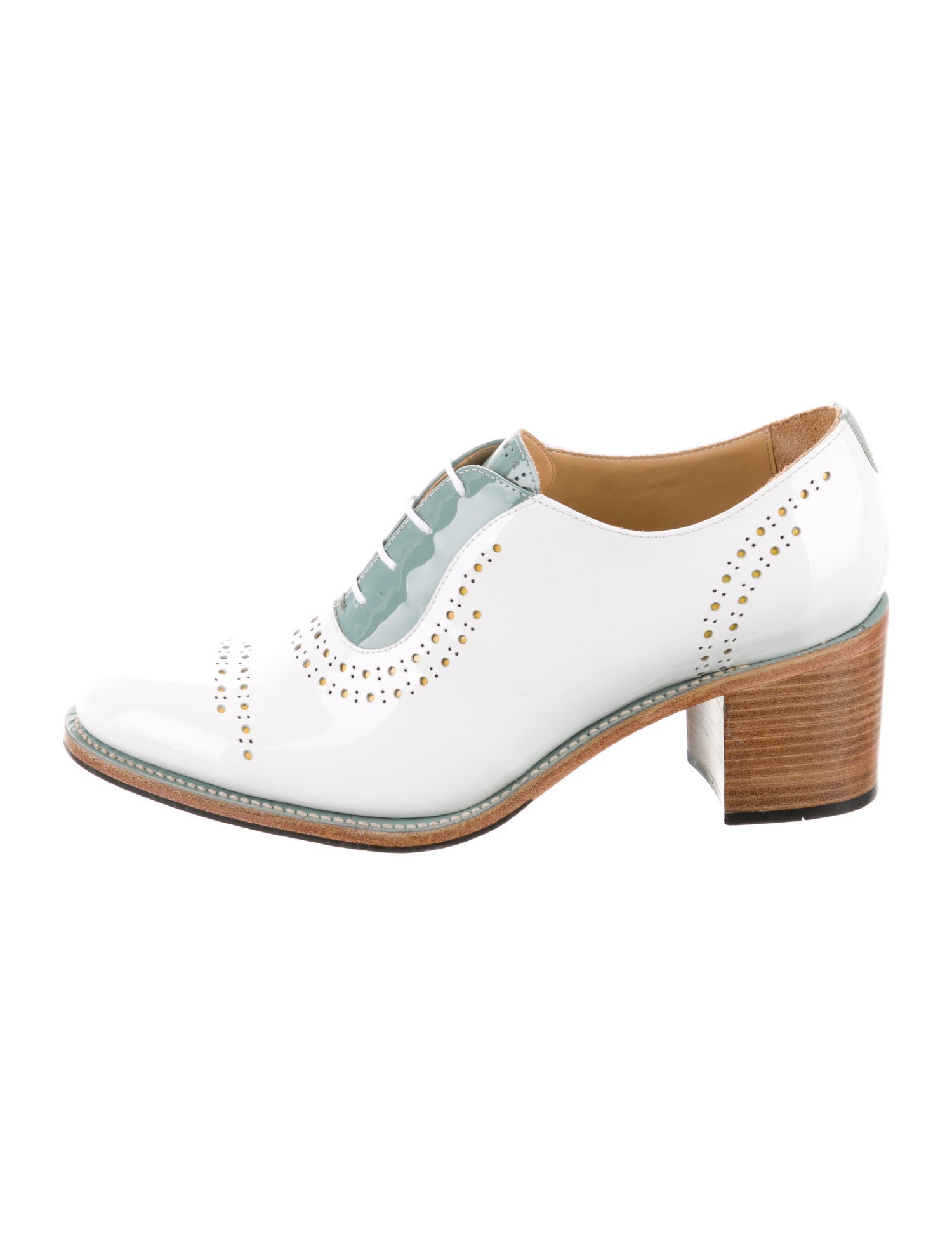 The Office of Angela Scott Patent Leather Colorblock Pattern Oxfords ...