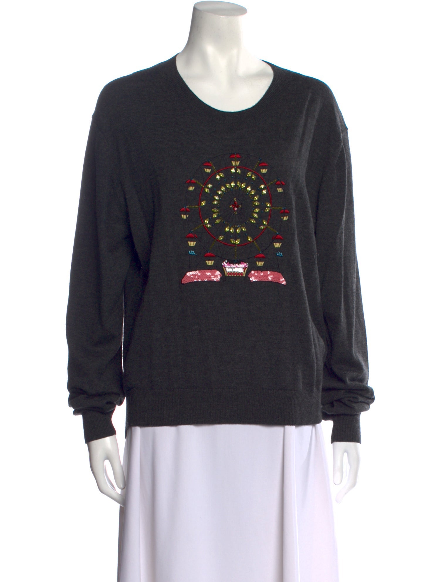 Markus Lupfer Embellished Crew Neck Sweater - Grey Sweaters, Tops ...