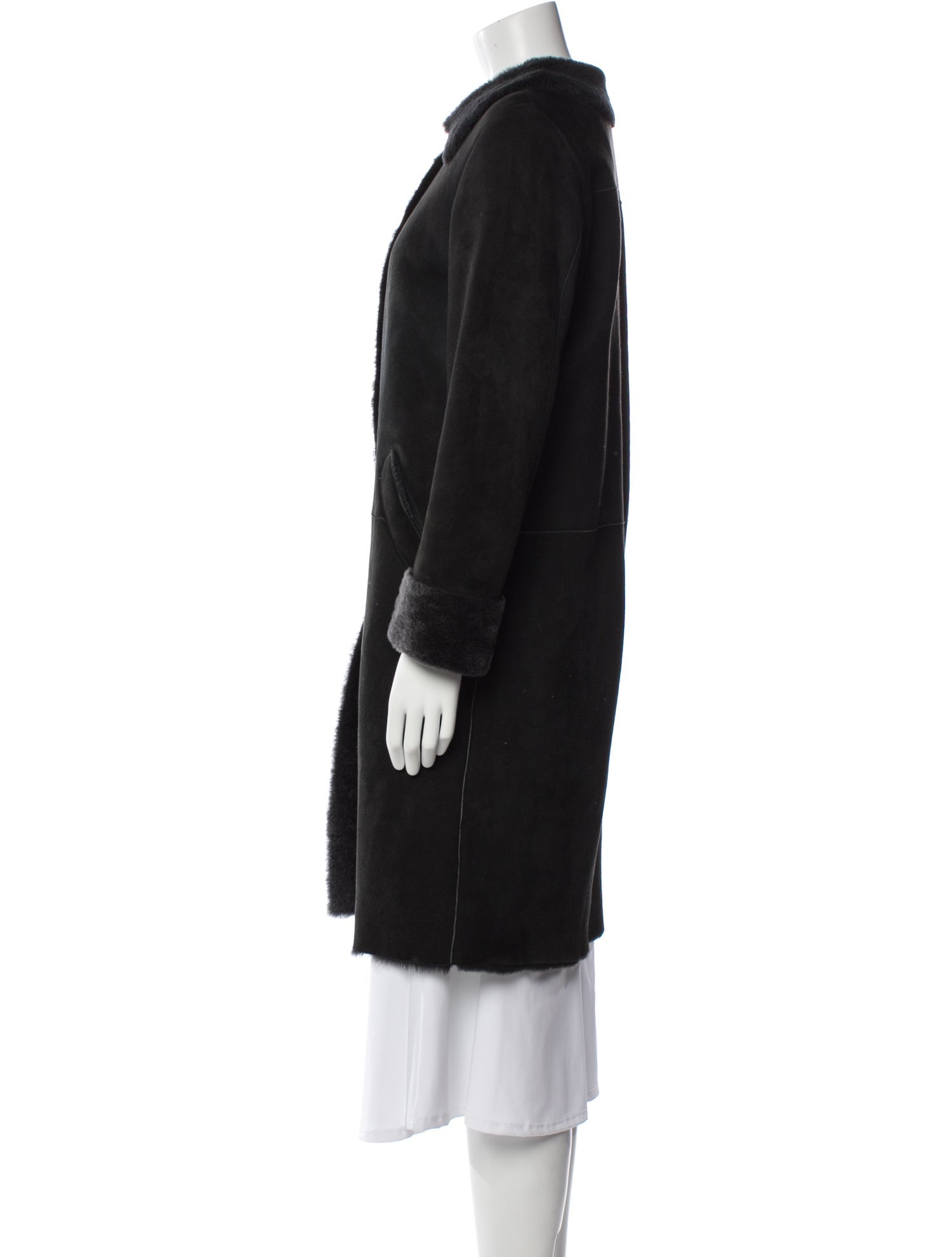 Agnes B. Suede Faux Fur Coat - Black Coats, Clothing - W5A28051 | The ...