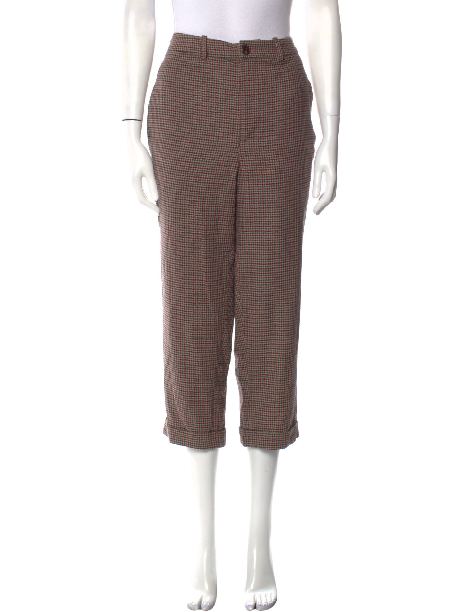 6397 Plaid Print Straight Leg Pants - Neutrals, 10.75" Rise Pants ...