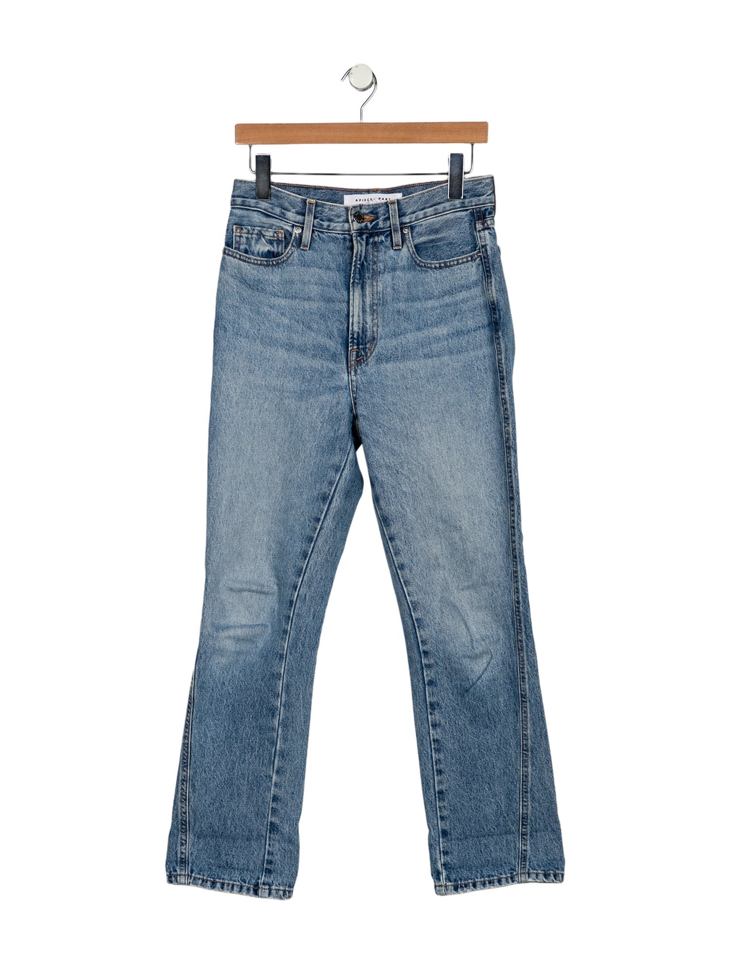 Apiece Apart High-Rise Straight Leg Jeans - Blue, 11.5" Rise Jeans ...