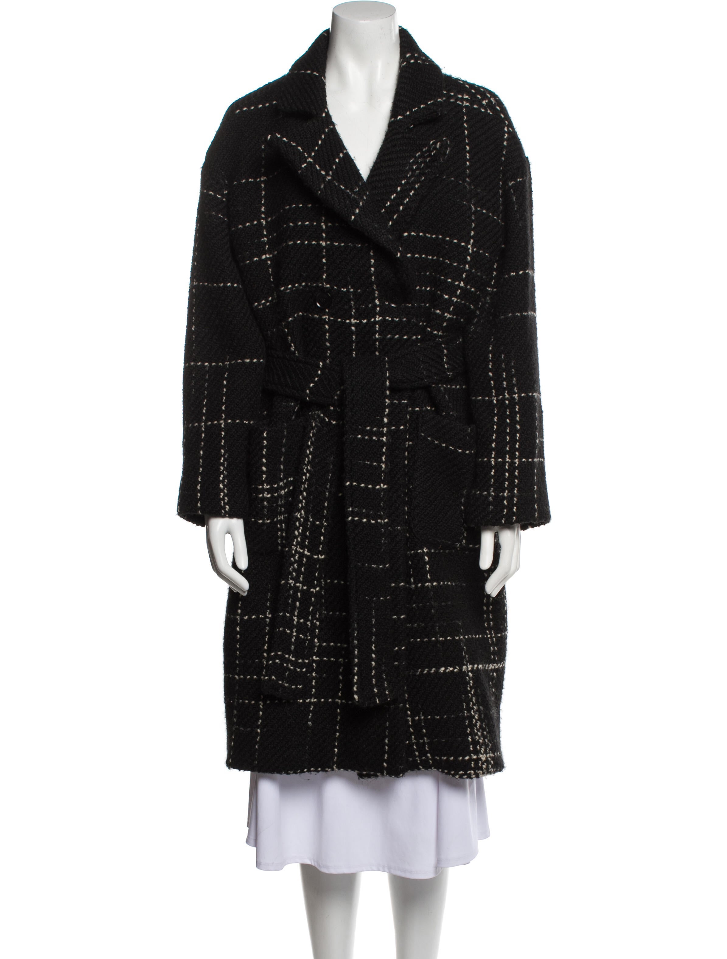 Anine Bing Tweed Pattern Faux Fur Coat - Black Coats, Clothing ...