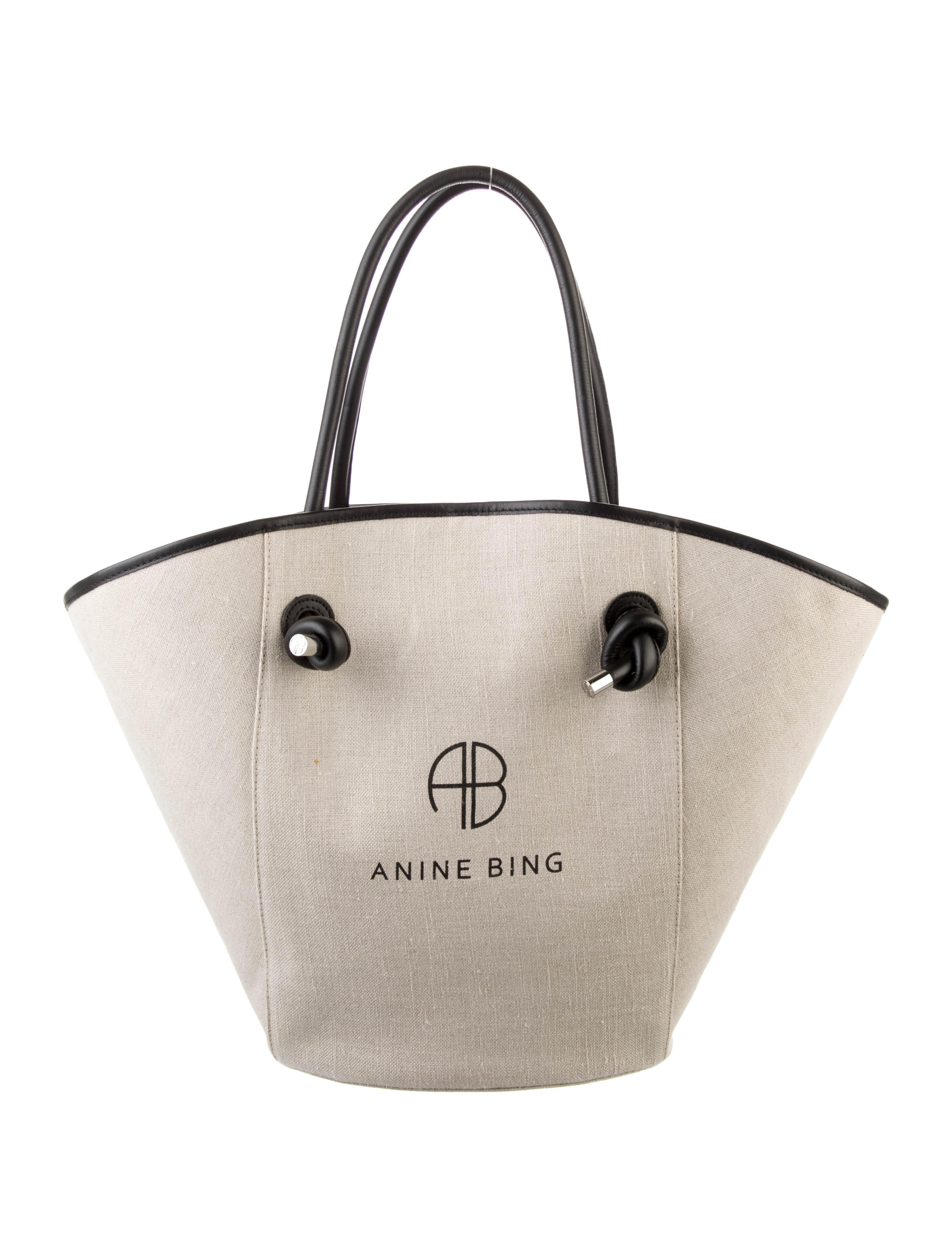 Anine Bing Canvas Leather-Trimmed Tote - Neutrals Totes, Handbags ...