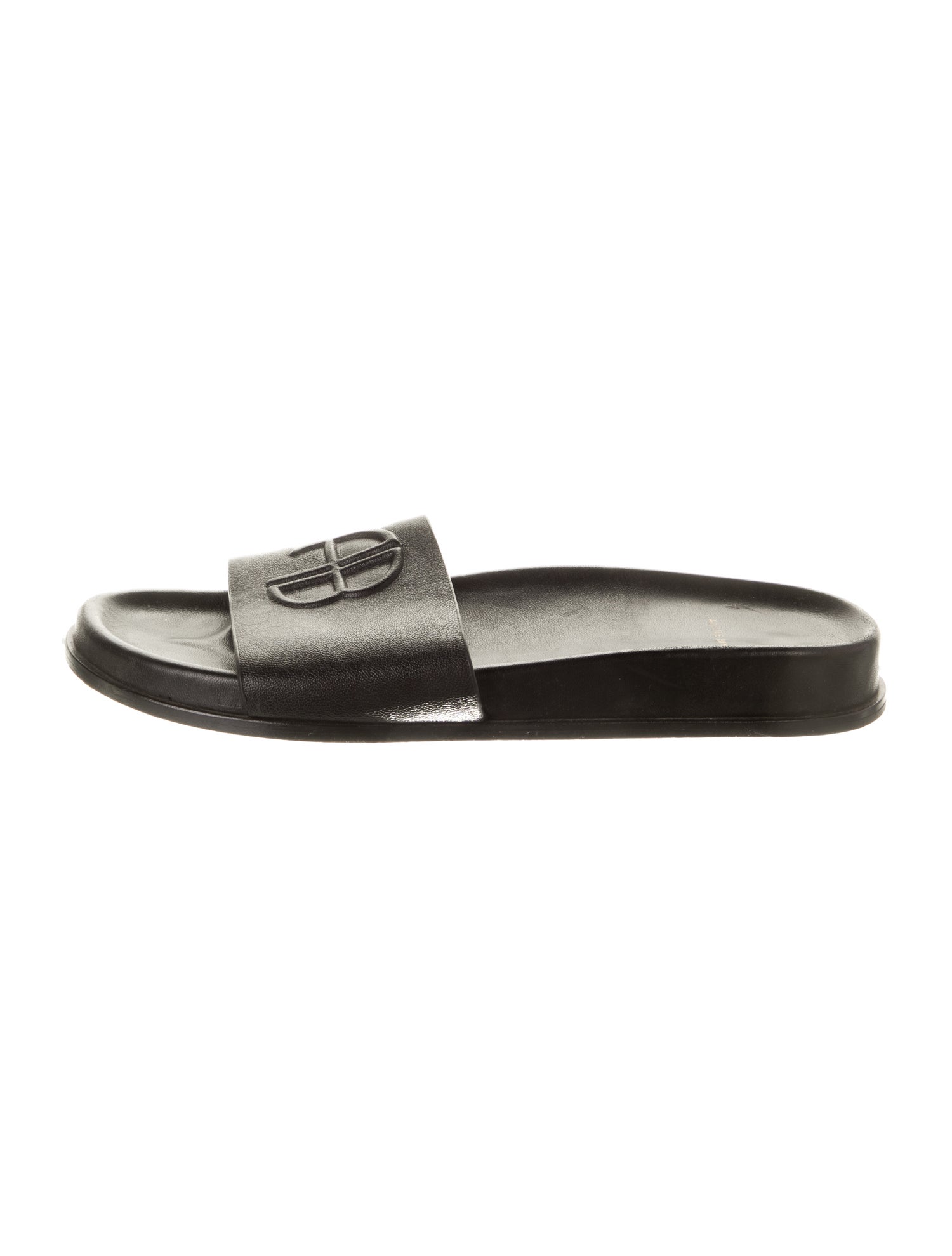 Stuart Weitzman Leather Beaded Accents Slides - Black Sandals, Shoes ...
