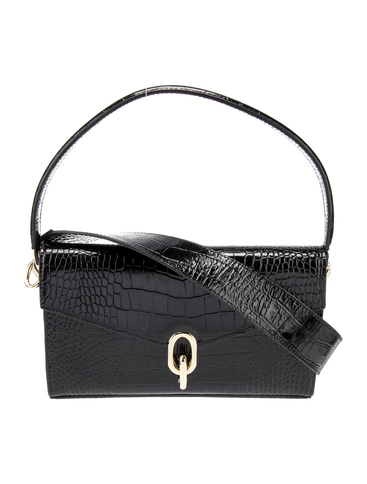 Anine Bing Embossed Leather Shoulder Bag w/Tags - Black Shoulder Bags ...