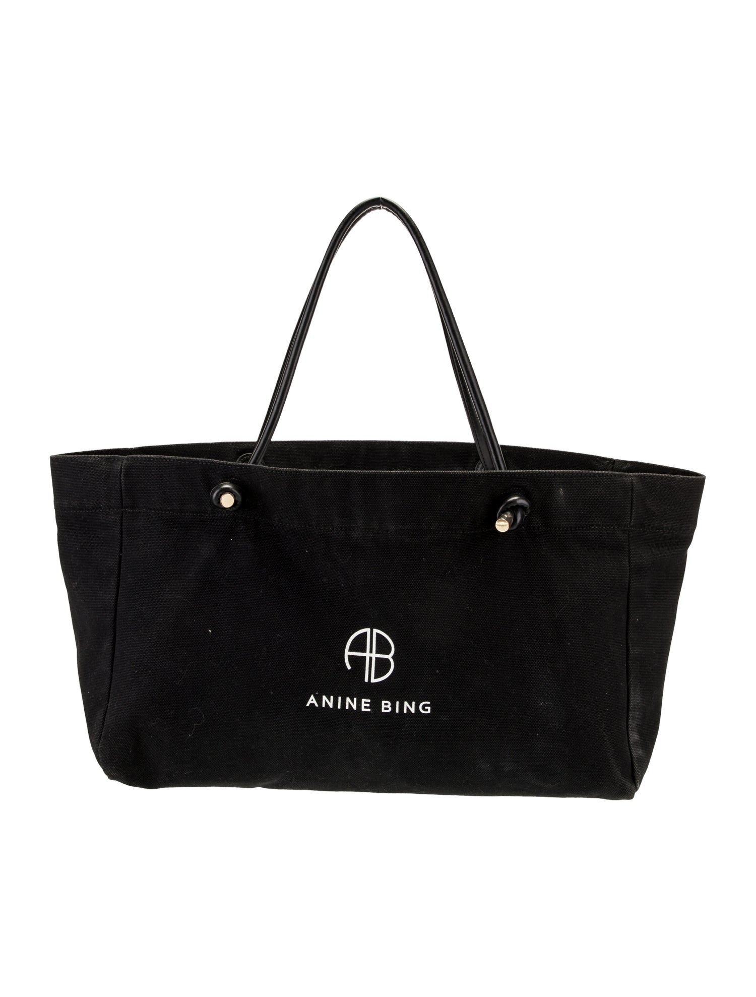 Anine Bing Canvas Leather Trim Totes Bag - Black Totes, Handbags ...