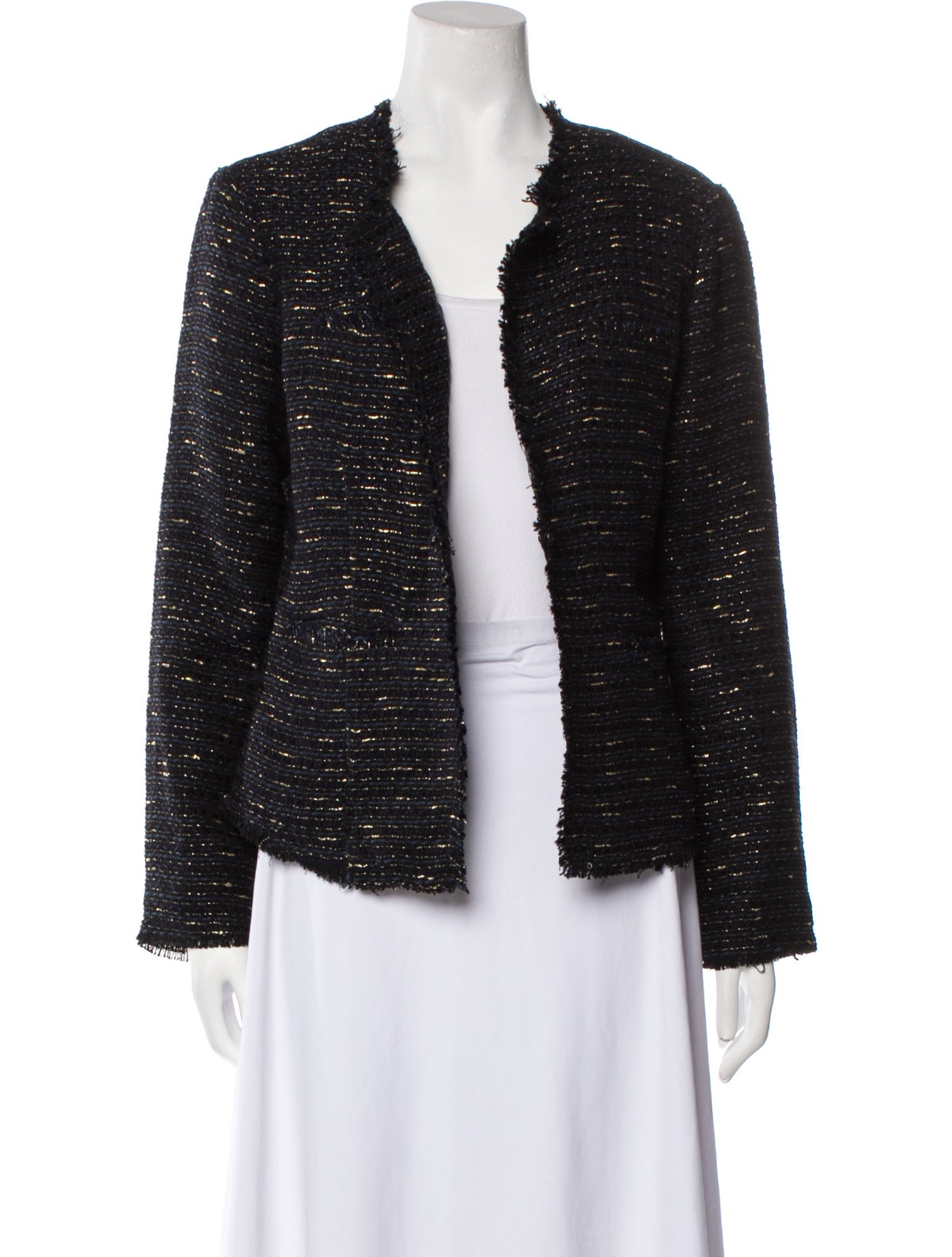 Anine Bing Tweed Pattern Evening Jacket - Blue Jackets, Clothing ...