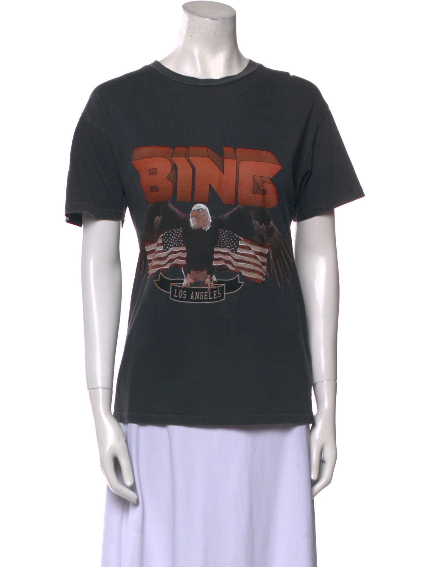 Anine Bing Graphic Print Crew Neck T-Shirt - Grey Tops, Clothing - W6O69616 | The RealReal