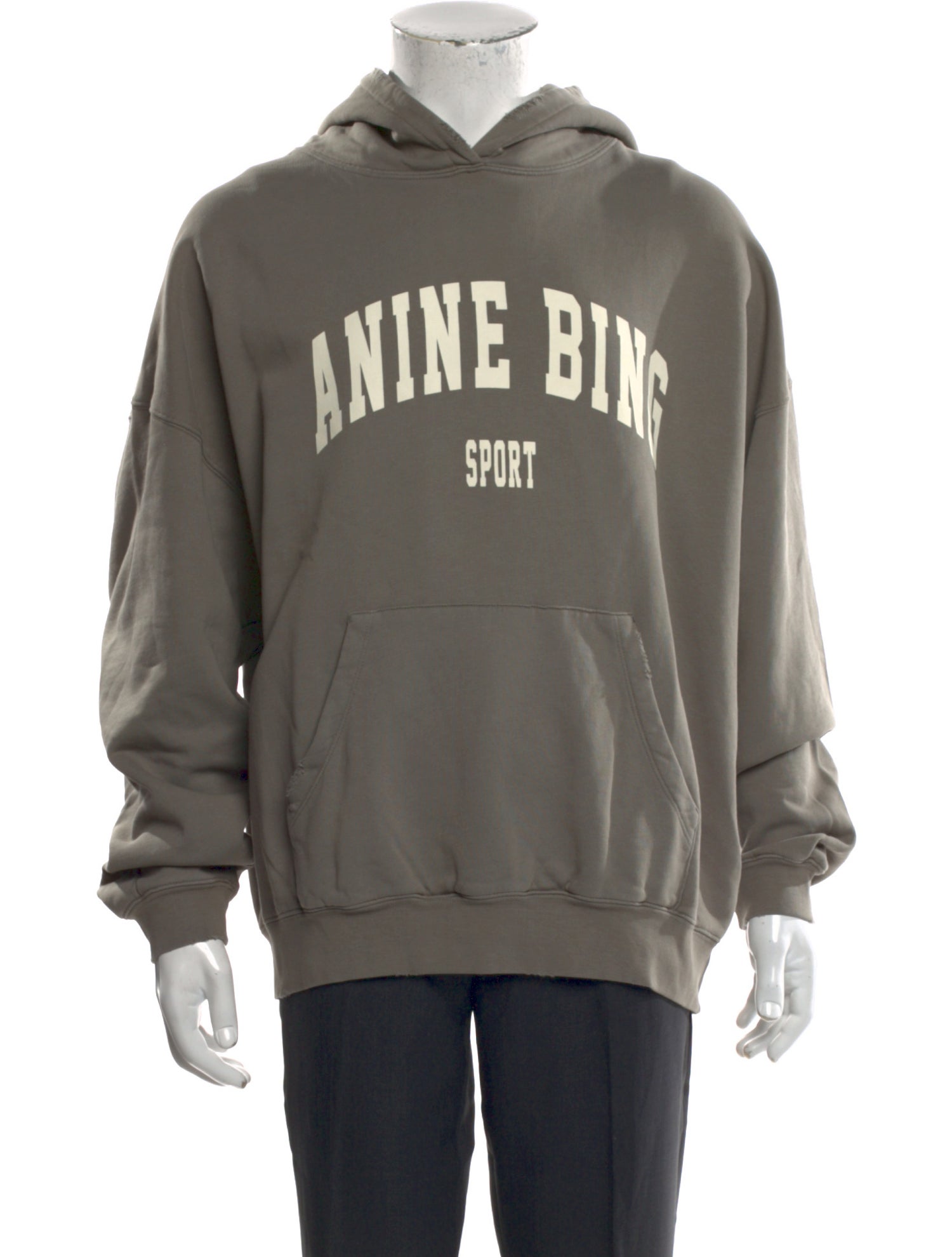 Anine Bing Graphic Print Crew Neck Hoodie - Grey Sweatshirts & Hoodies ...