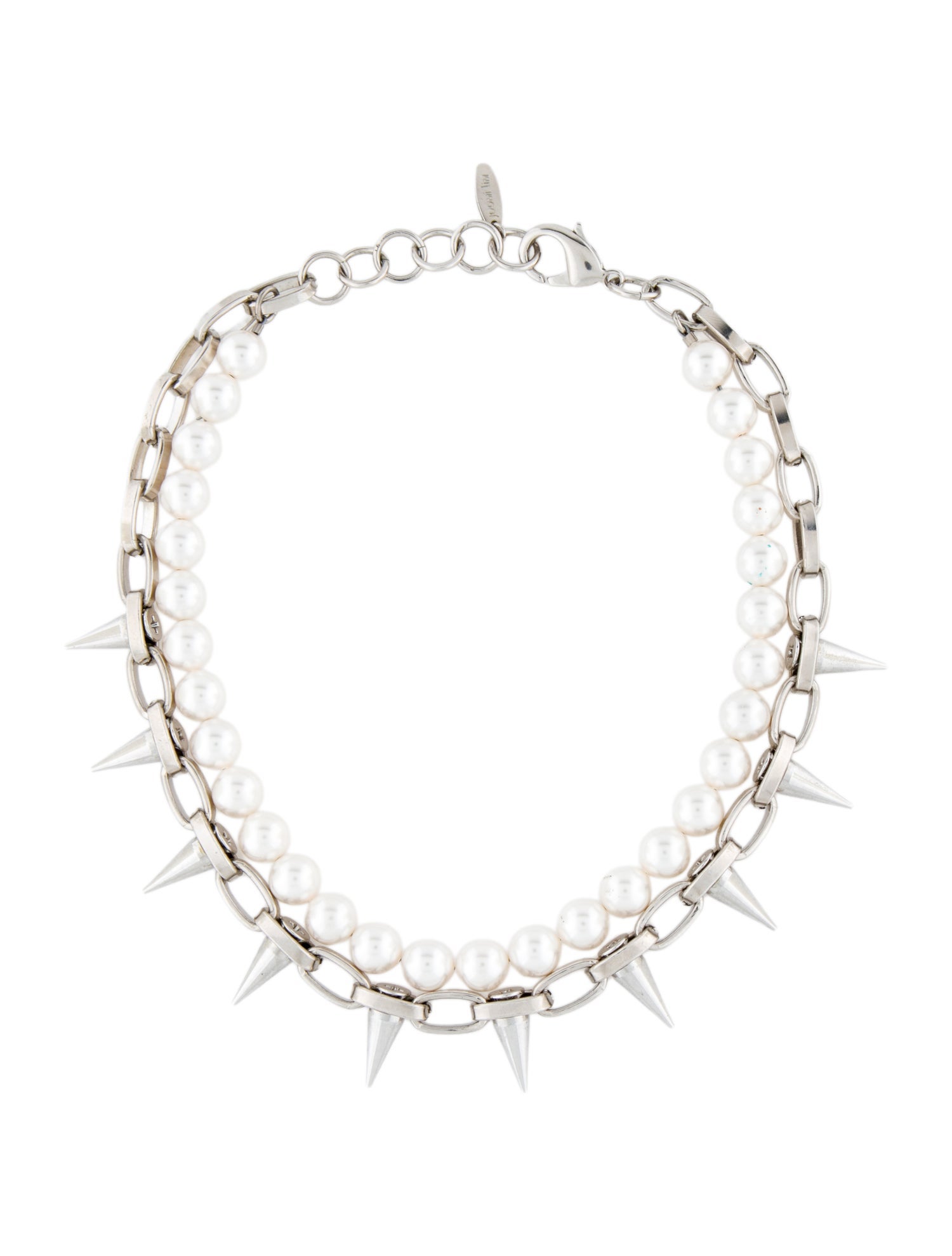 Joomi Lim Faux Pearl Spike Double Strand Necklace - Silver-Tone Metal ...