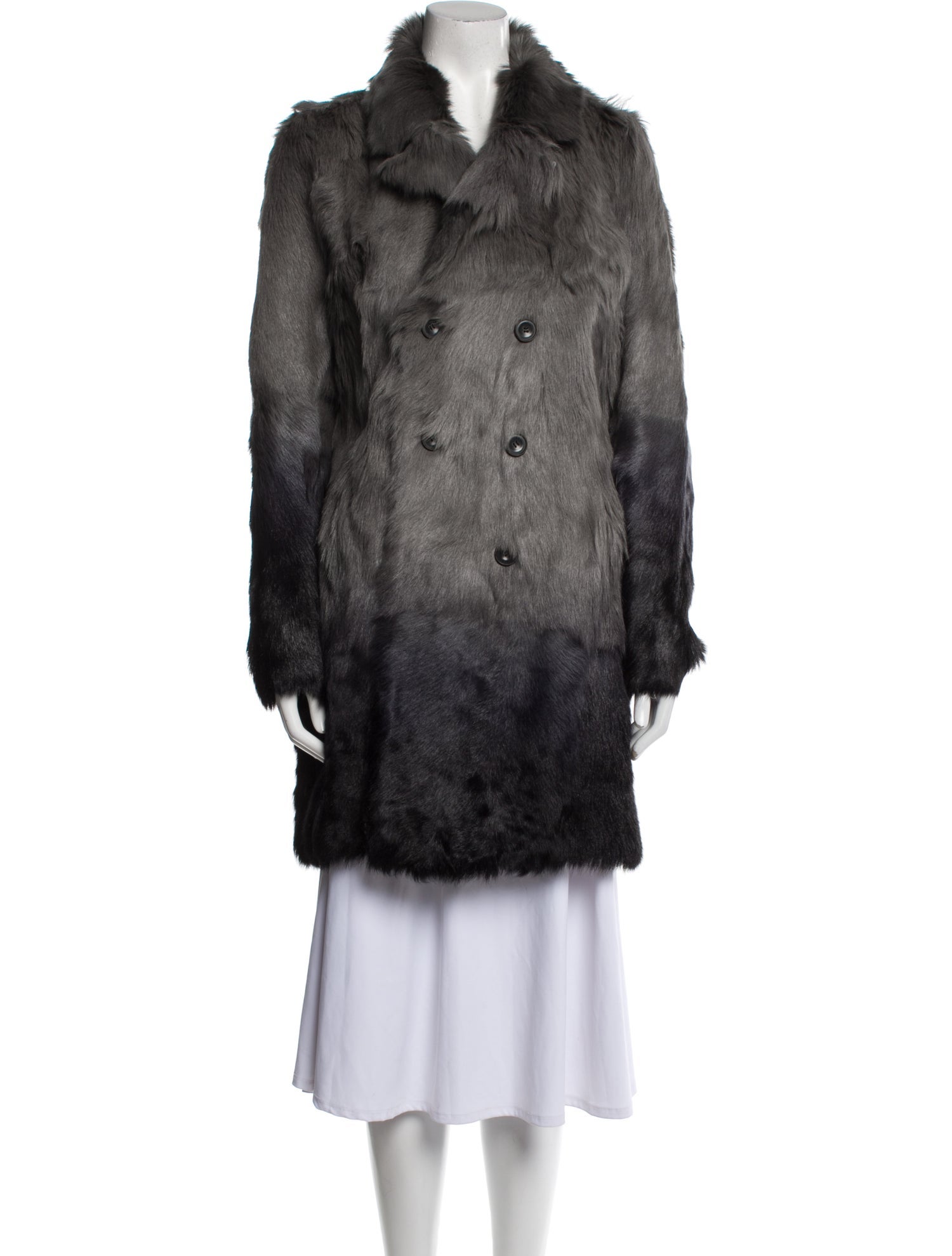 Each x Other Colorblock Pattern Fur Coat - Grey Coats, Clothing ...