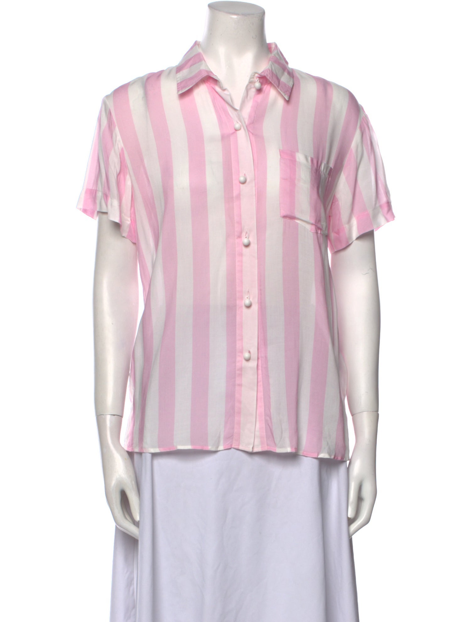 Solid & Striped Striped Short Sleeve Button-Up Top w/ Tags - Pink Tops ...