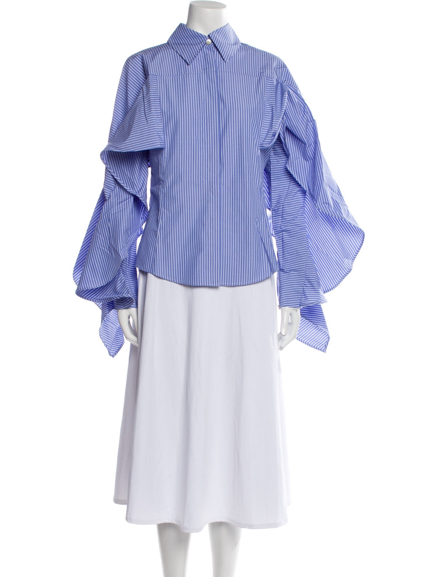 palmer//harding Striped Long Sleeve Button-Up Top w/ Tags - Blue Tops ...