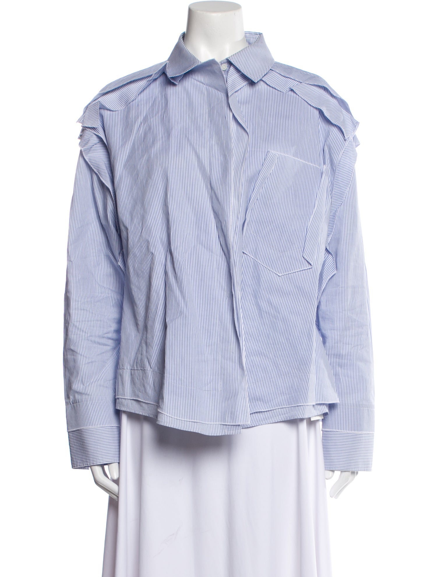 palmer//harding Striped Long Sleeve Button-Up Top - Blue Tops, Clothing ...