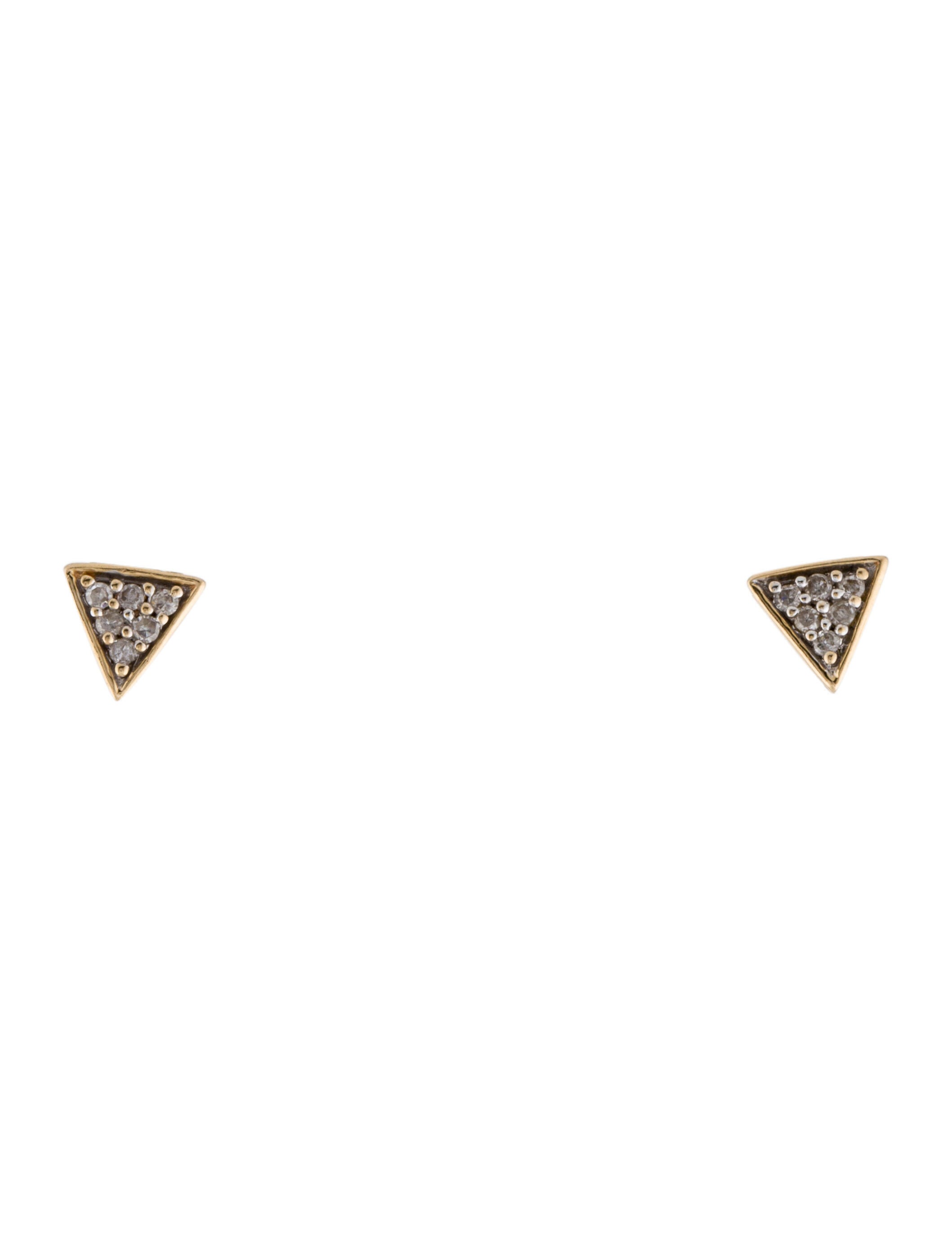 Adina Reyter 14K Diamond Super Tiny Triangle Stud Earrings - 14K Yellow Gold Stud, Earrings ...