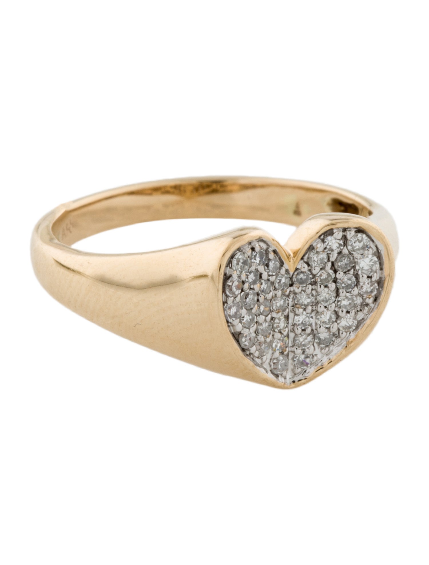 Adina Reyter 14K Diamond Folded Heart Signet Ring - 14K Yellow Gold ...