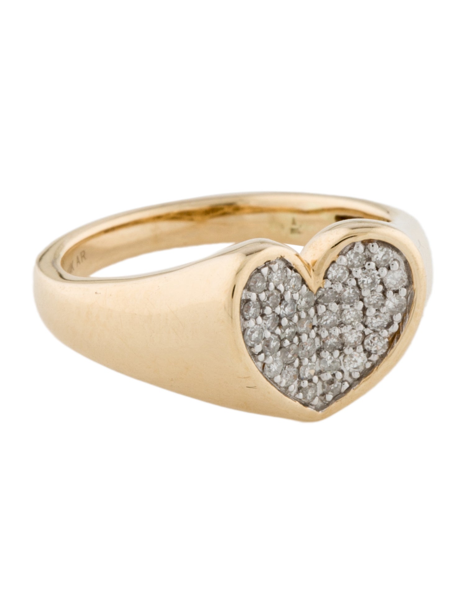 Adina Reyter 14K Diamond Folded Heart Signet Ring - 14K Yellow Gold ...