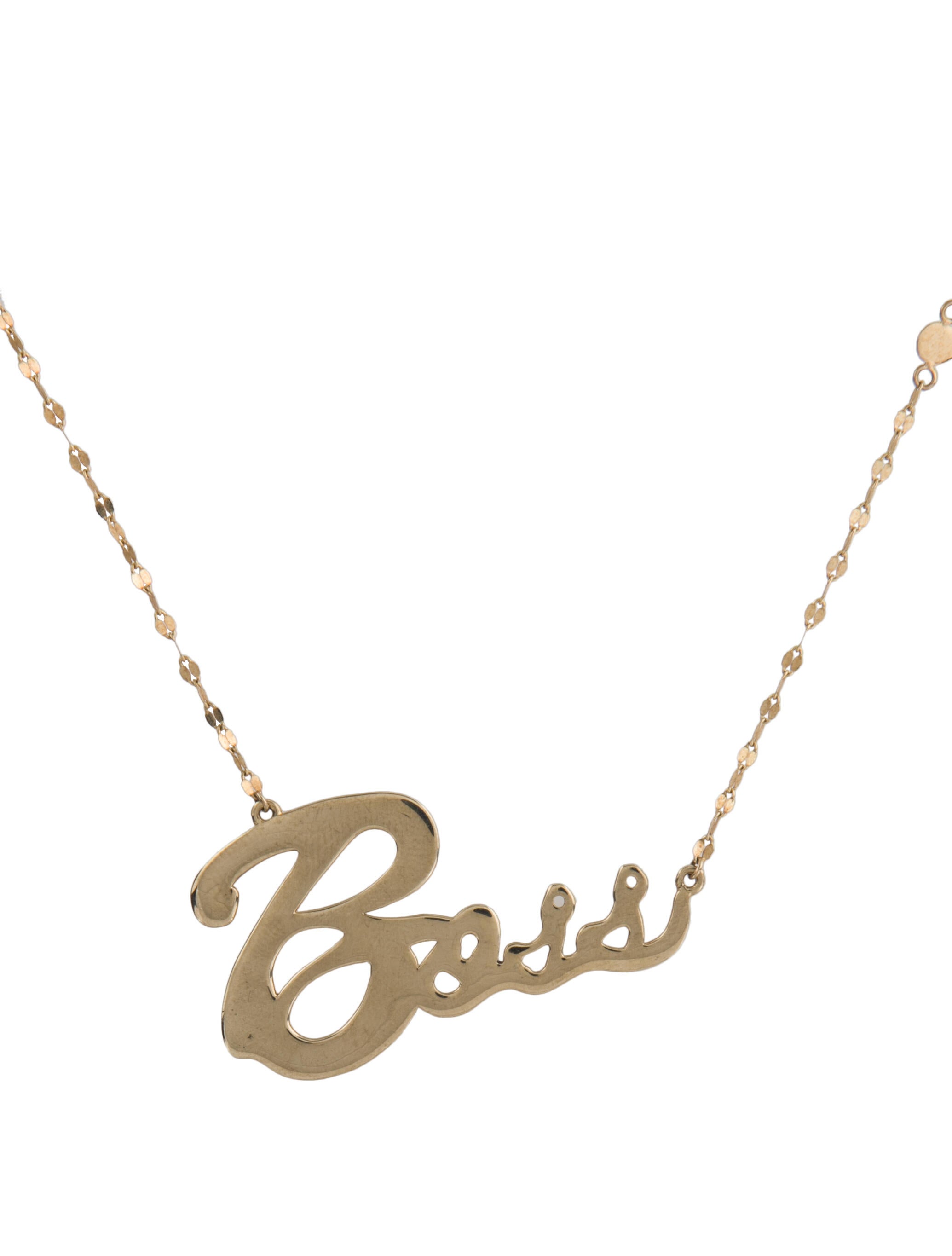 Lana Jewelry 14K 'Boss' Nameplate Pendant Necklace - 14K Yellow Gold ...