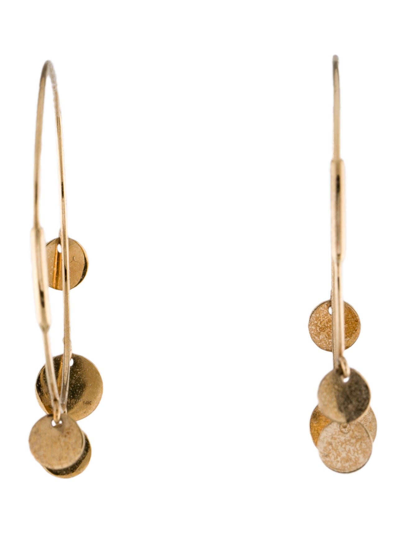 Lana Jewelry 14K Gypsy Disc Hoop Earrings - 14K Yellow Gold Hoop ...