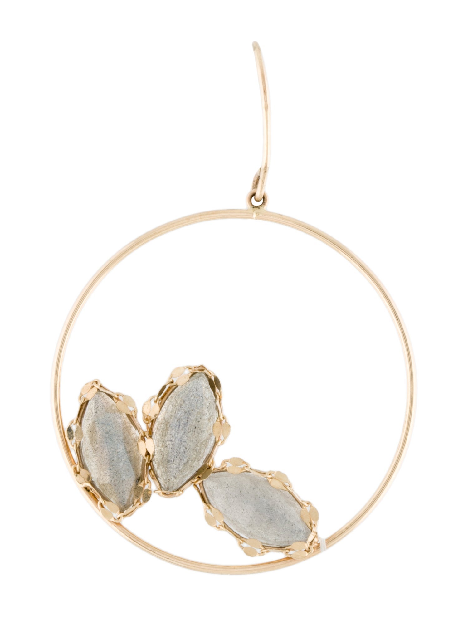 Lana Jewelry 14K Labradorite Ultra Eclipse Single Hoop Earring - 14K Yellow Gold Drop, Earrings ...