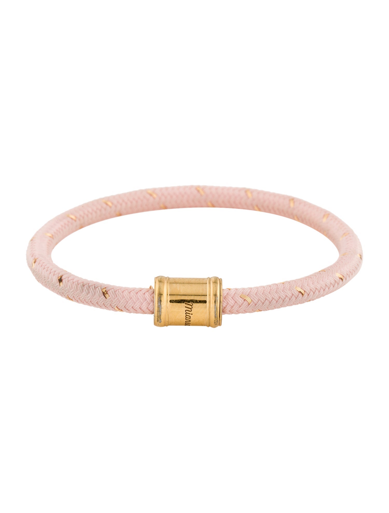 Miansai Mini Single Rope Casing Bracelet - Pink, Gold-Tone Metal Wrap ...