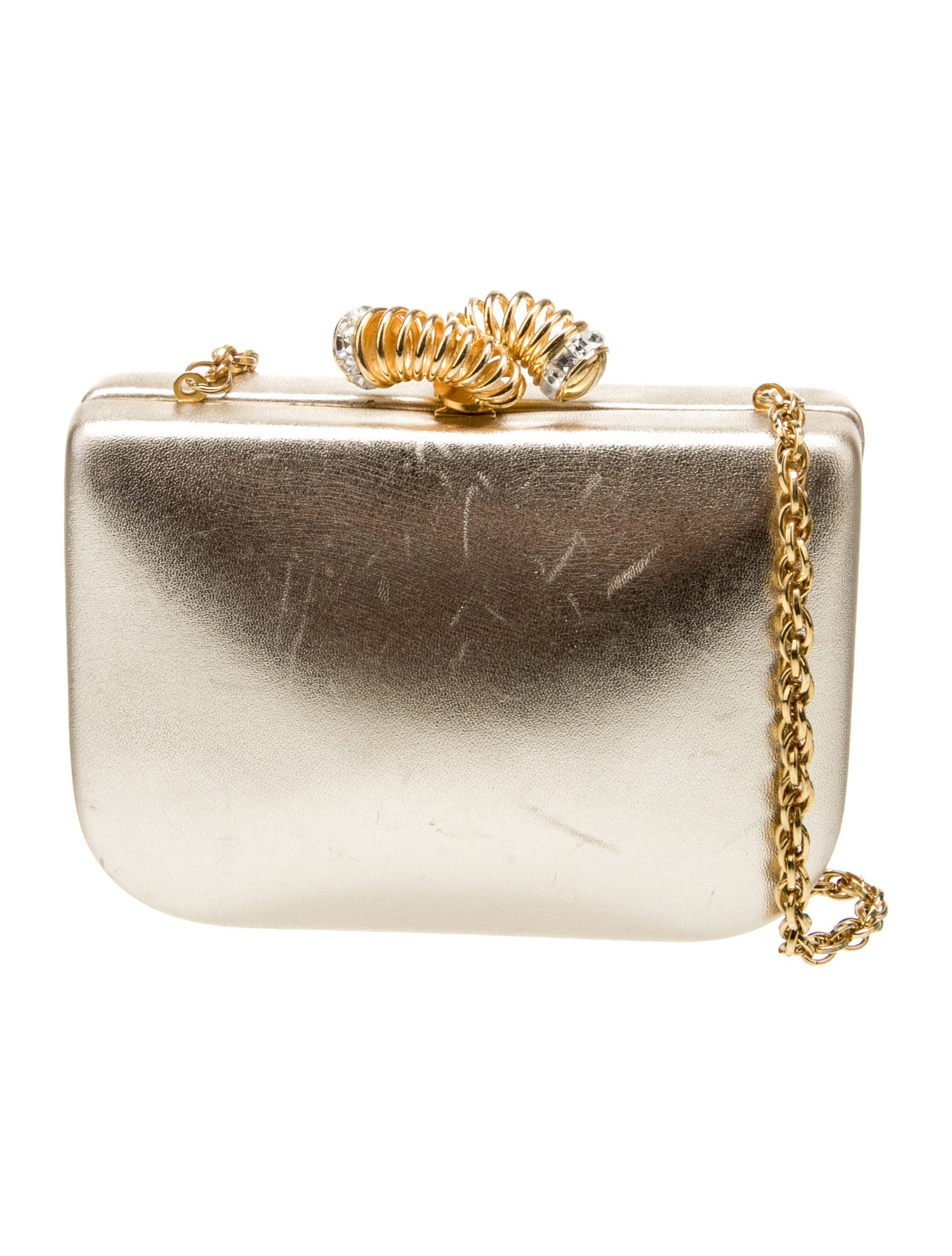 Rodo Chain-Link Leather Clutch - Gold Clutches, Handbags - W8R22313 ...