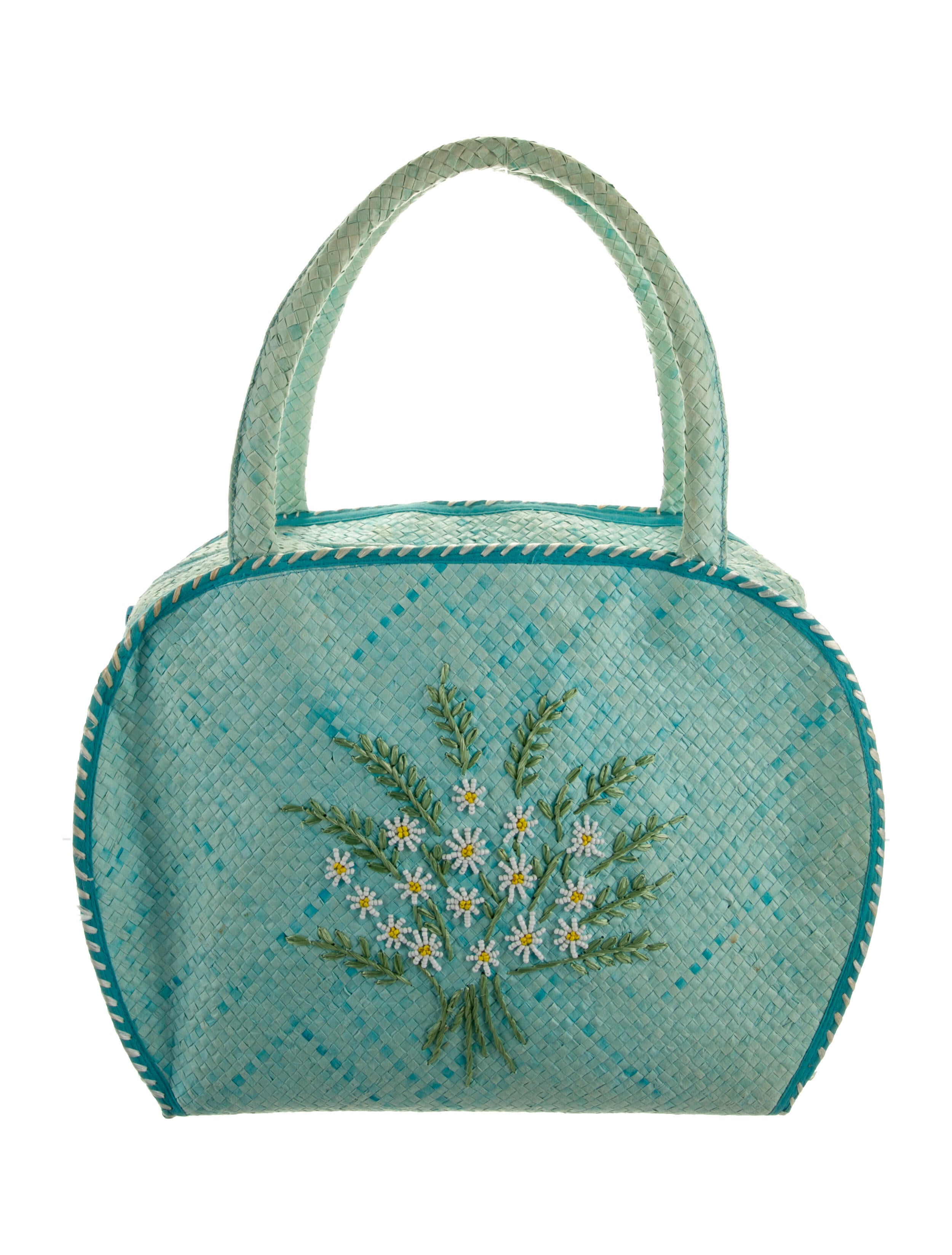 Lulu Guinness Raffia Embroidered Tote - Blue Totes, Handbags - W8V21036 ...