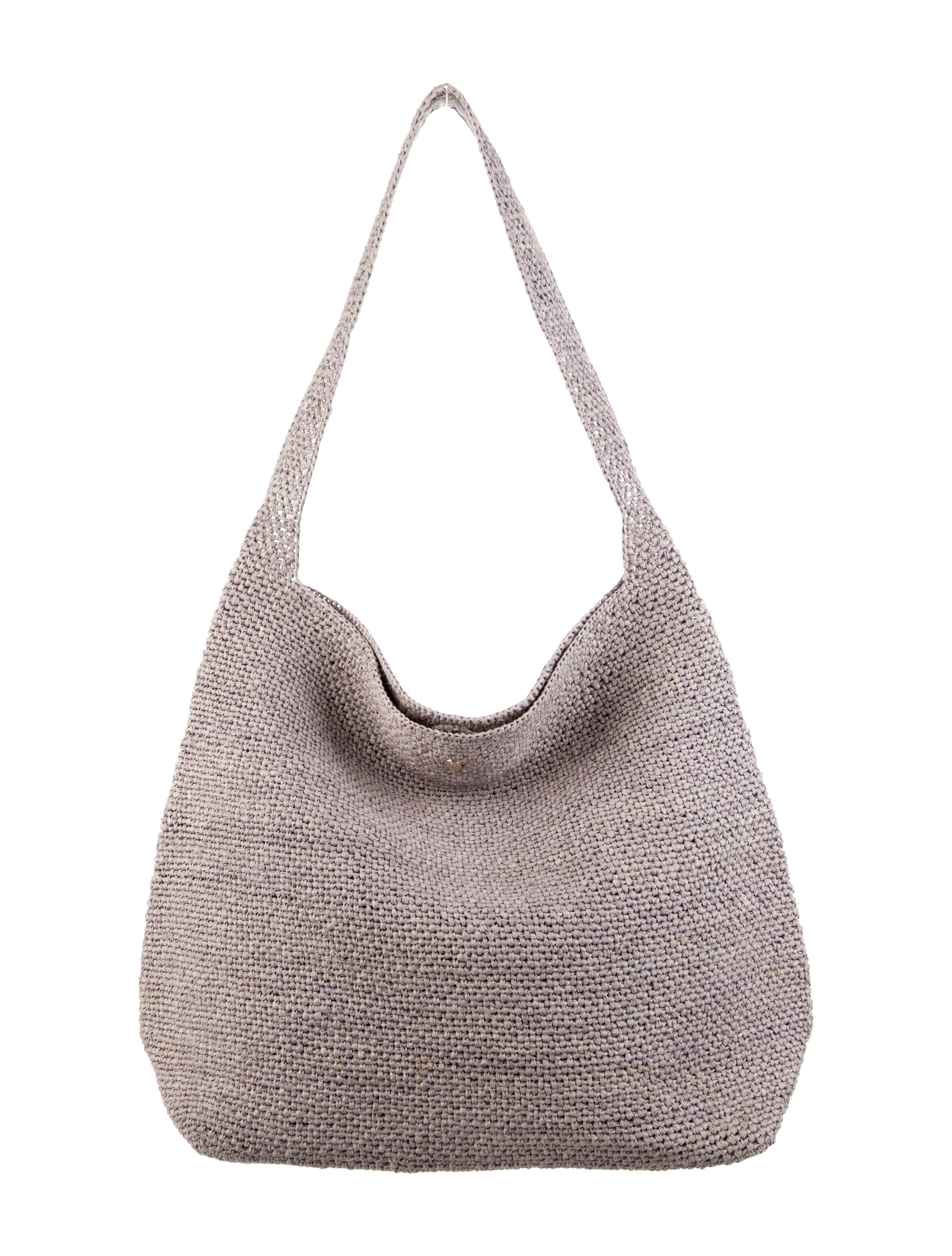 Helen Kaminski Raffia Leather Trim Shoulder Bag - Grey Shoulder Bags ...