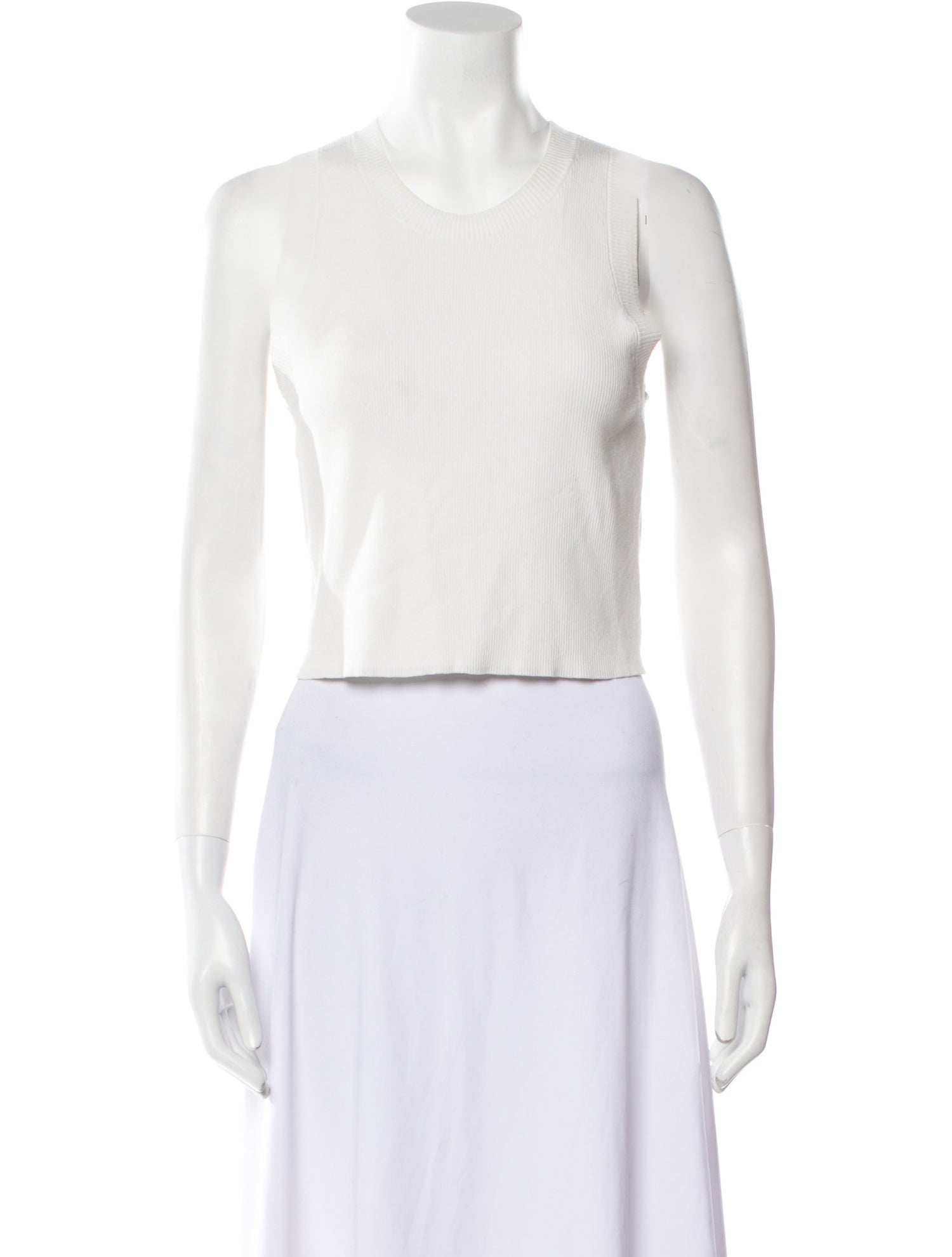A.L.C. Crew Neck Sleeveless Crop Top - White Tops, Clothing - WA4180341 ...
