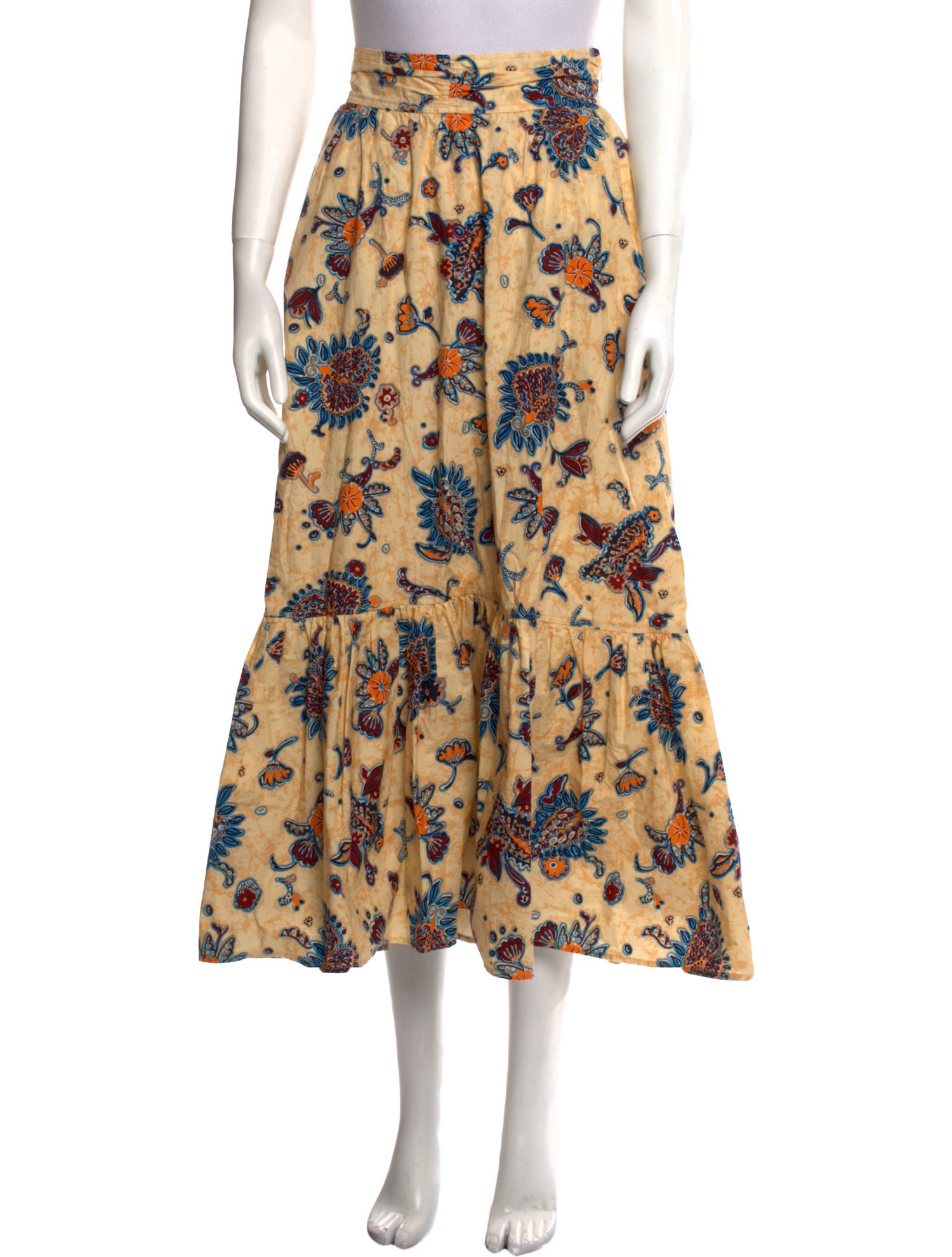 A.L.C. Floral Print Midi Length Skirt - Yellow Skirts, Clothing ...