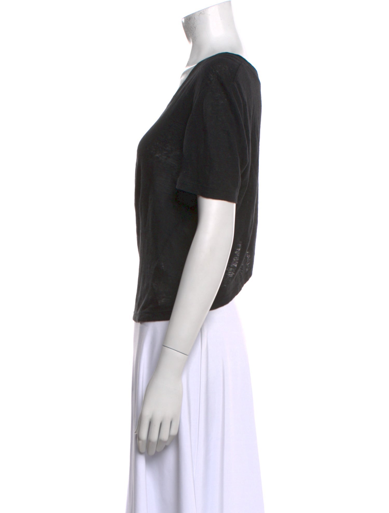 Stouls Leather V-Neck Blouse w/ Tags - Grey Tops, Clothing - STU21098 ...