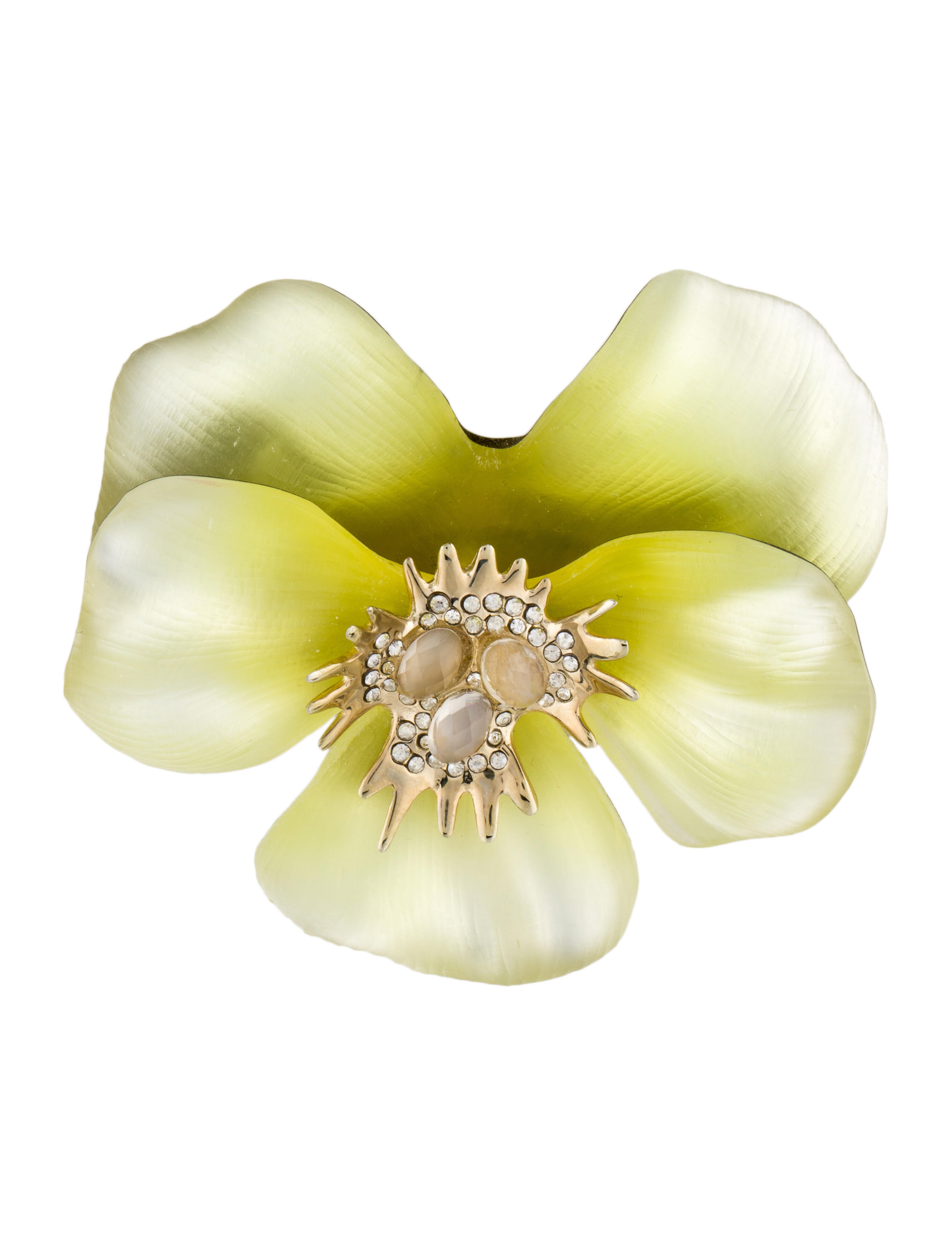St. John Vintage Couture Lucite & Crystal Camellia Flower Brooch ...