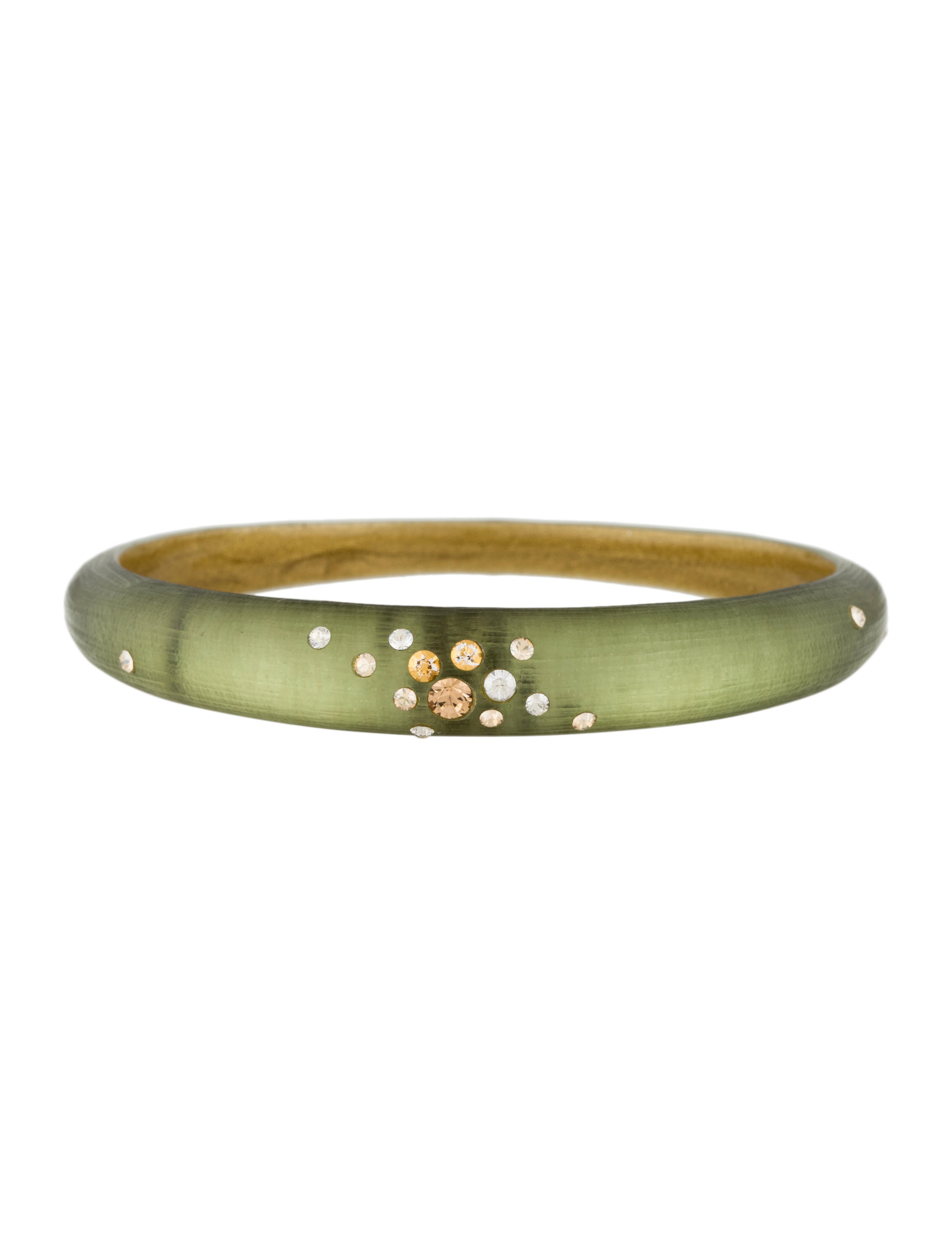 Alexis Bittar Skinny Tapered Crystal & Lucite Bangle - Brass Bangle ...