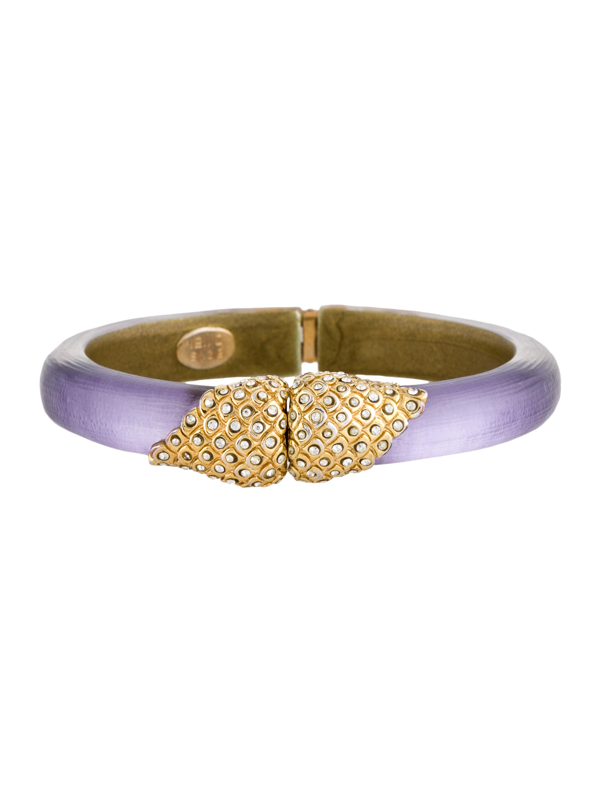 Alexis Bittar Faux Pearl, Lucite & Crystal Hinged Bangle - Purple ...