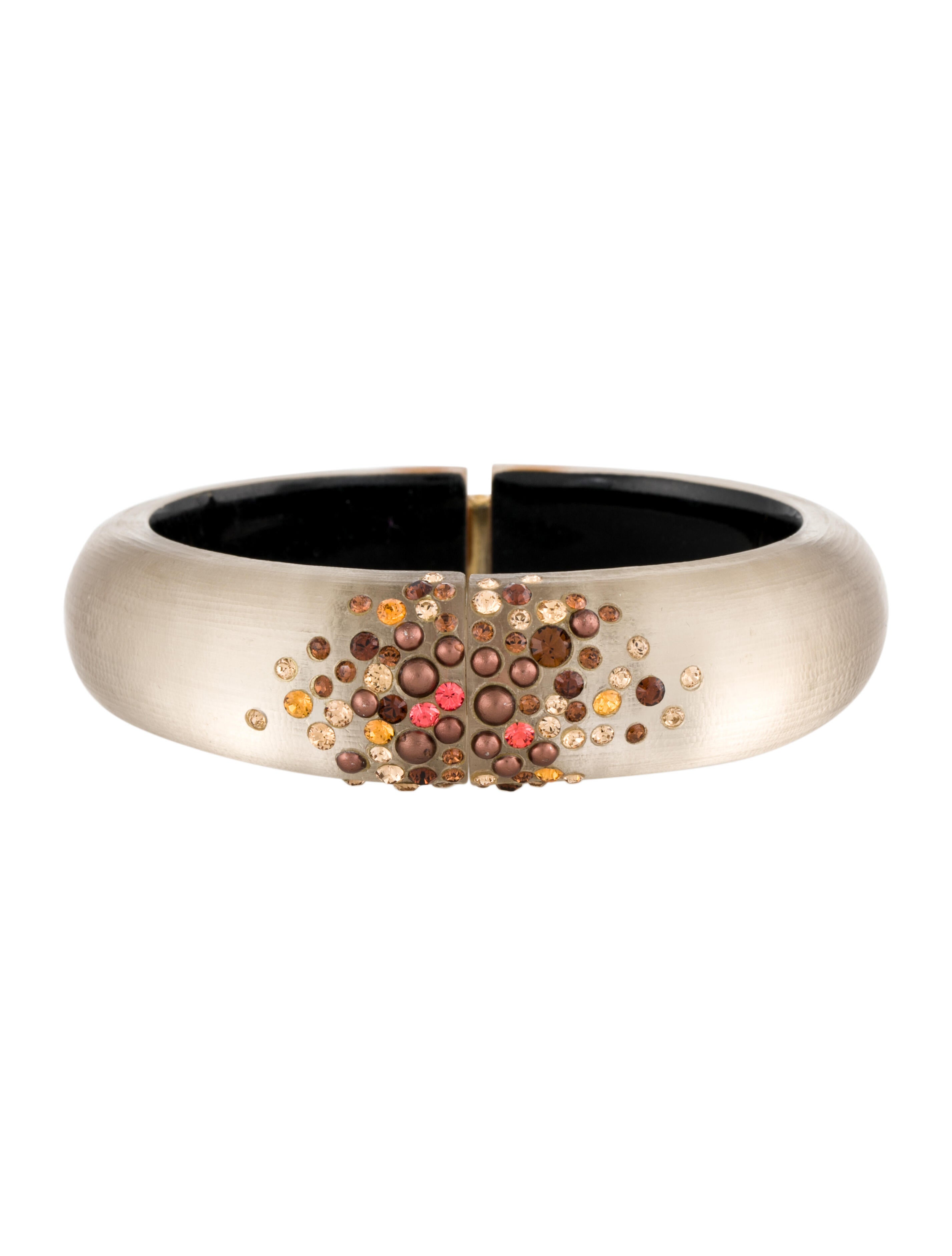 Alexis Bittar Crystal Encrusted Lucite Hinged Bangle - Brass Bangle ...