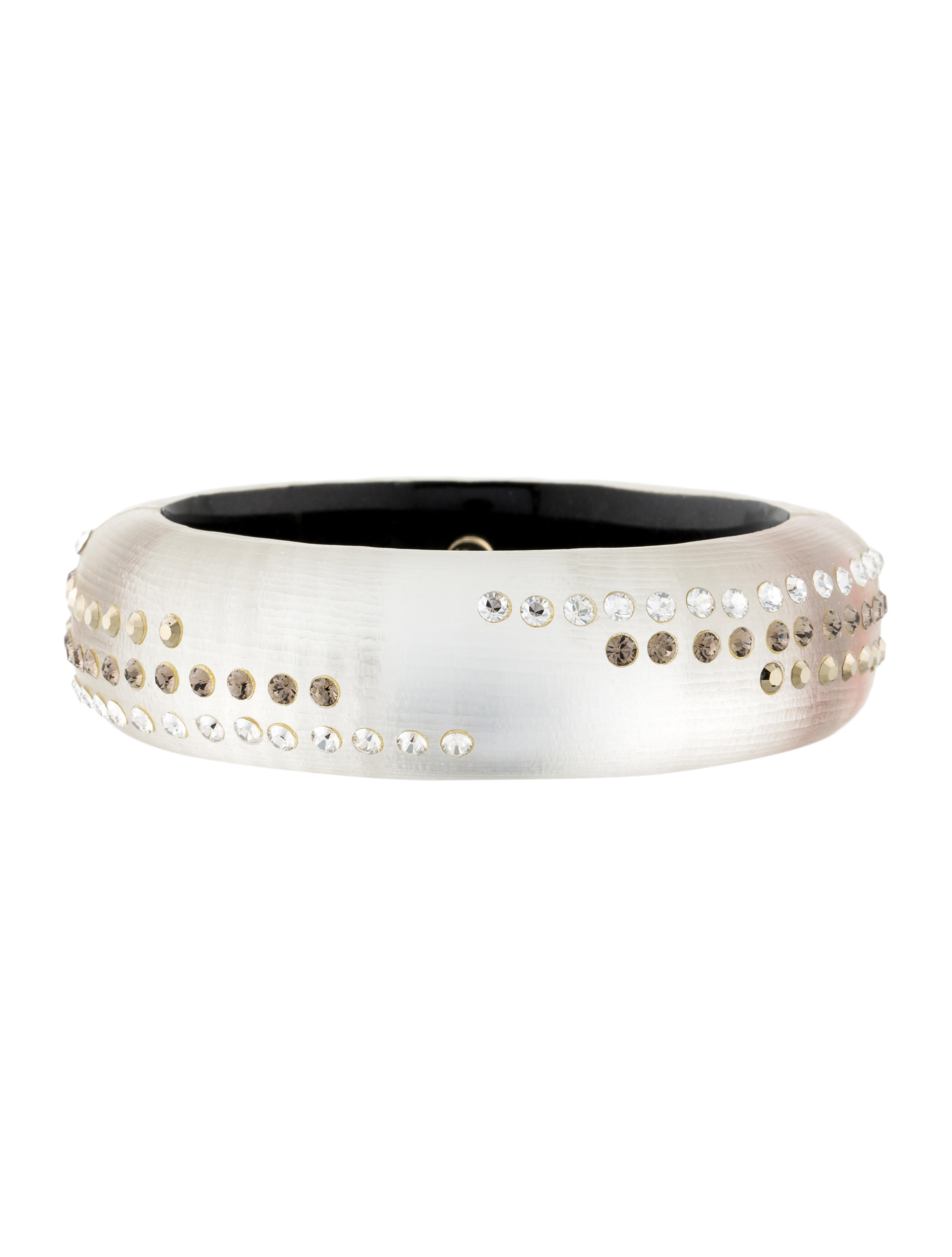 Alexis Bittar Lucite & Crystal Hinged Bangle Bracelet - Brass Bangle ...