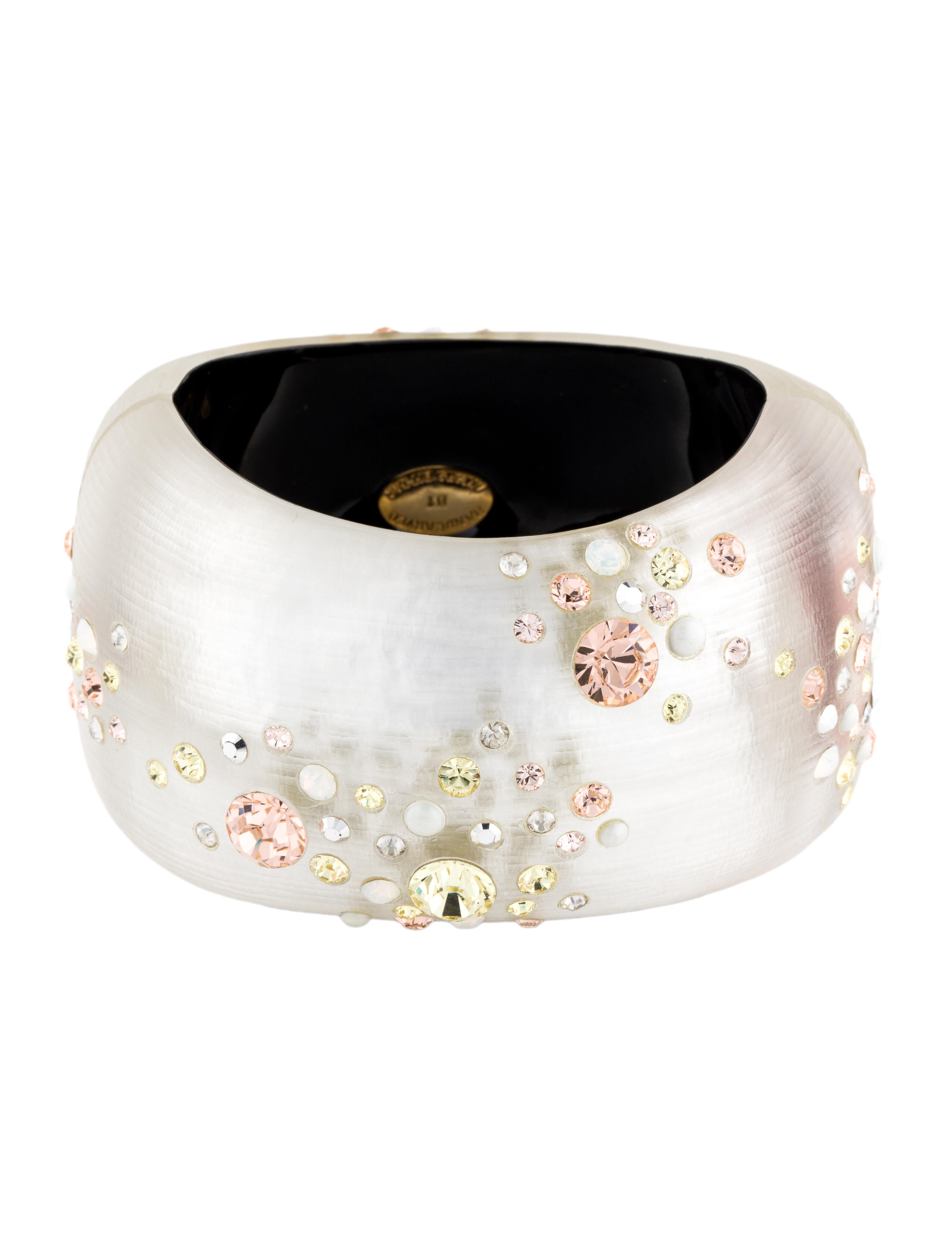 Alexis Bittar Lucite & Crystal Hinged Bracelet - Brass Bangle ...