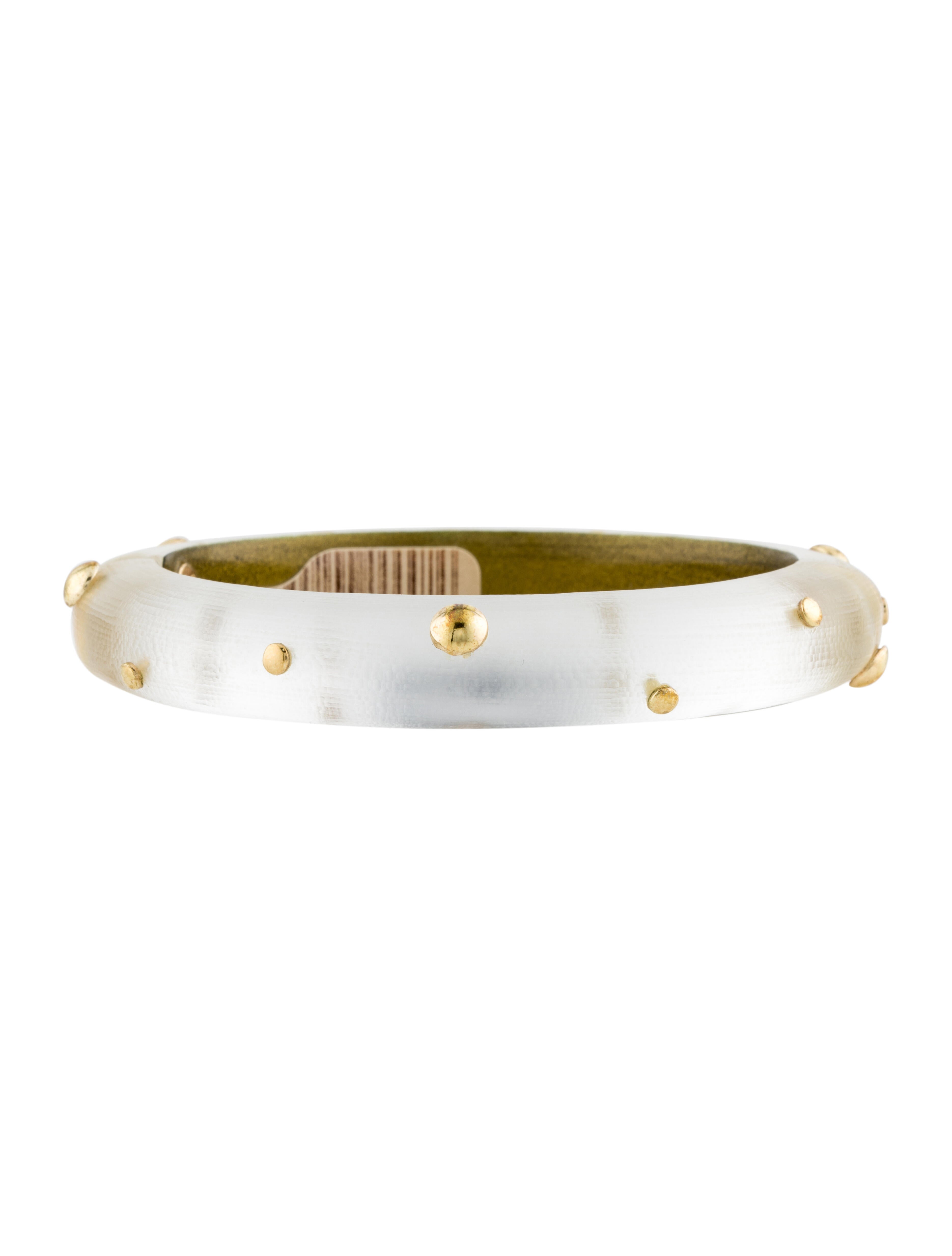 Alexis Bittar Lucite Studded Hinged Bangle - Brass Bangle, Bracelets ...