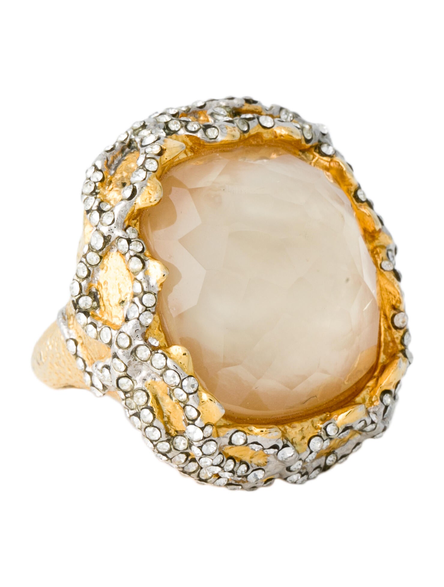 Alexis Bittar Mother of Pearl Doublet & Crystal Cocktail Ring - Brass ...